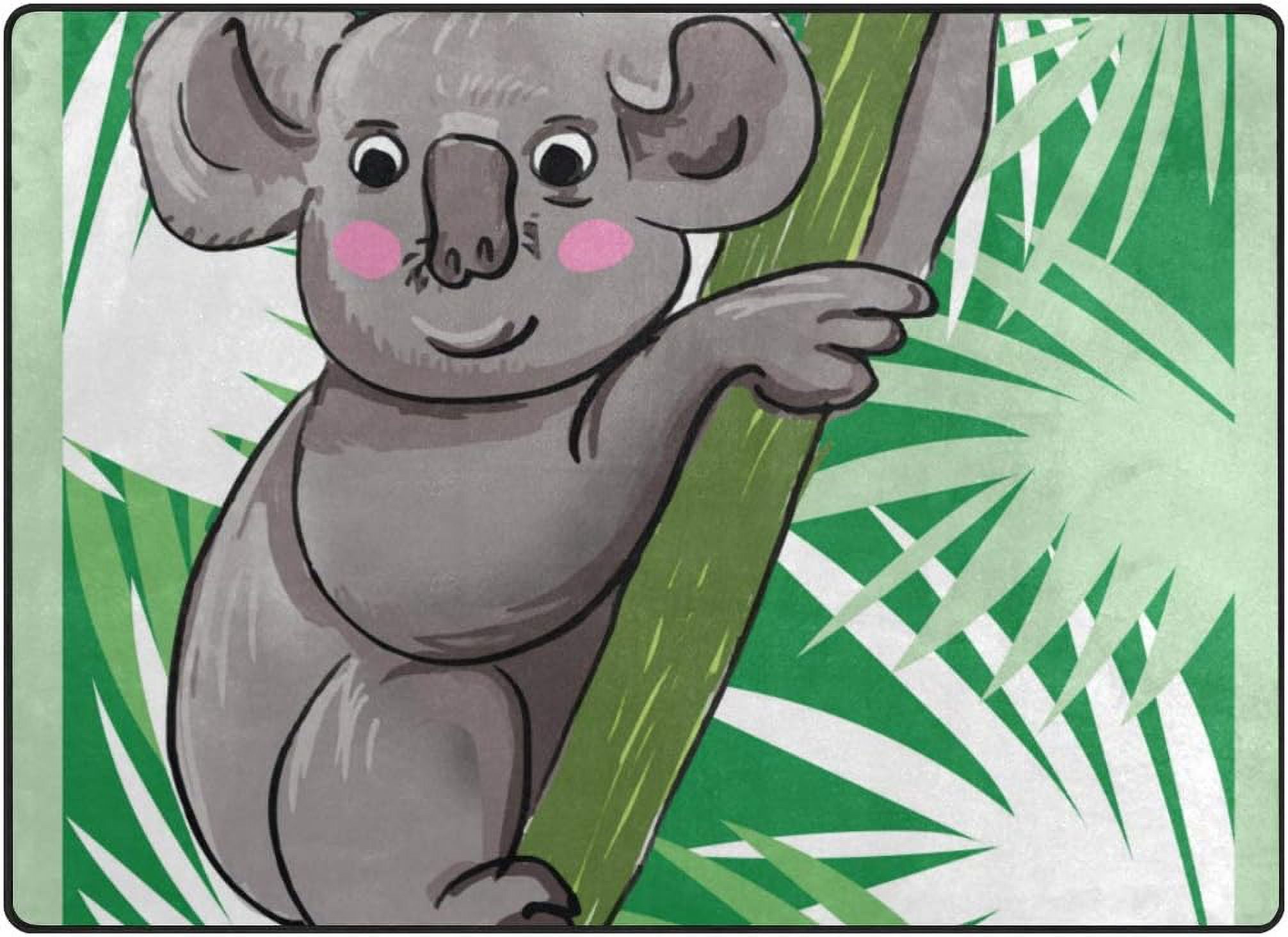 Dreamtimes Lightweight Soft Area Rugs, 80 x 58 inch（6'8" x 4'10"） Koala Animal and Leaves Floor ...