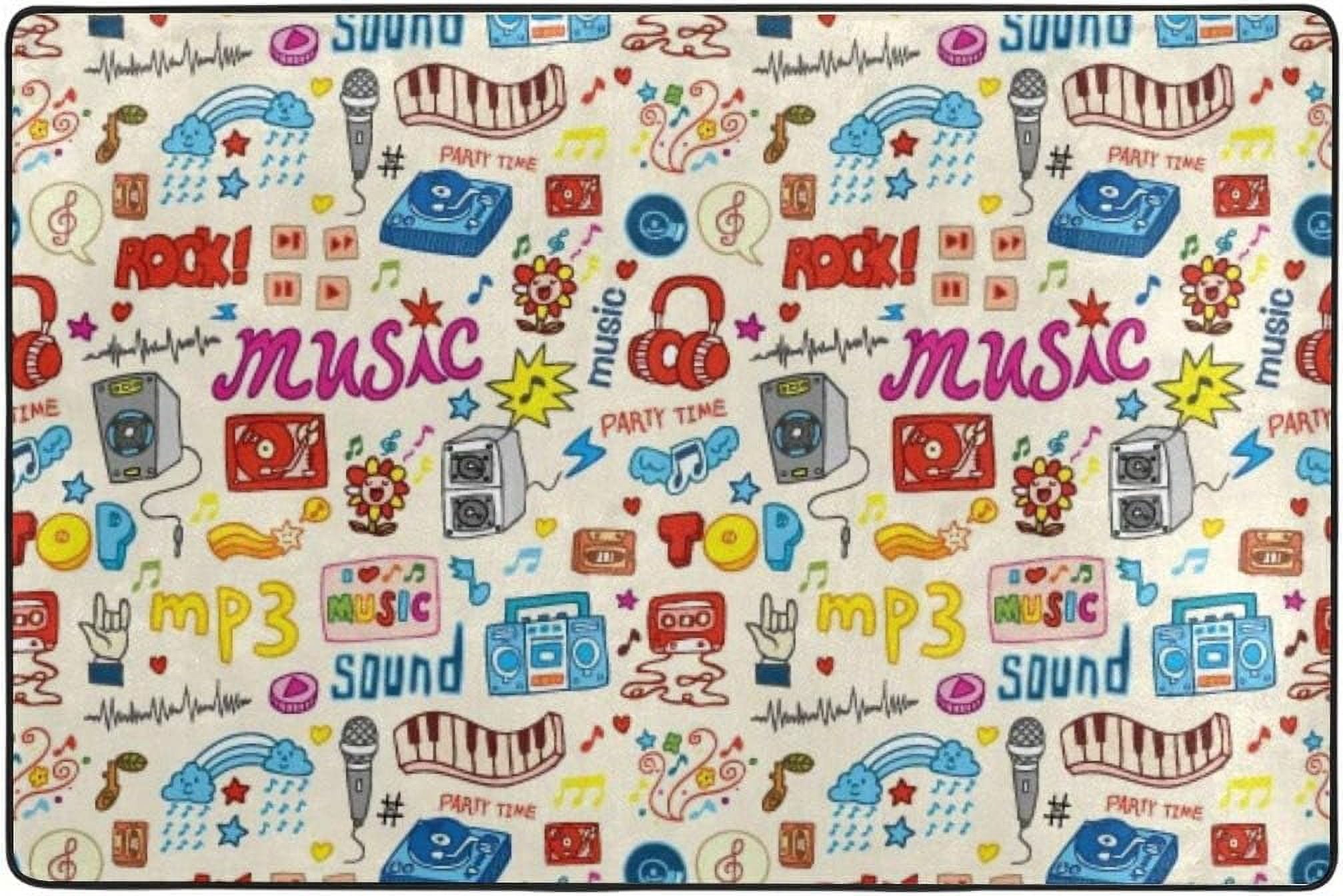 Dreamtimes Lightweight Soft Area Rugs Cute Music Icon Floor Mat for ...