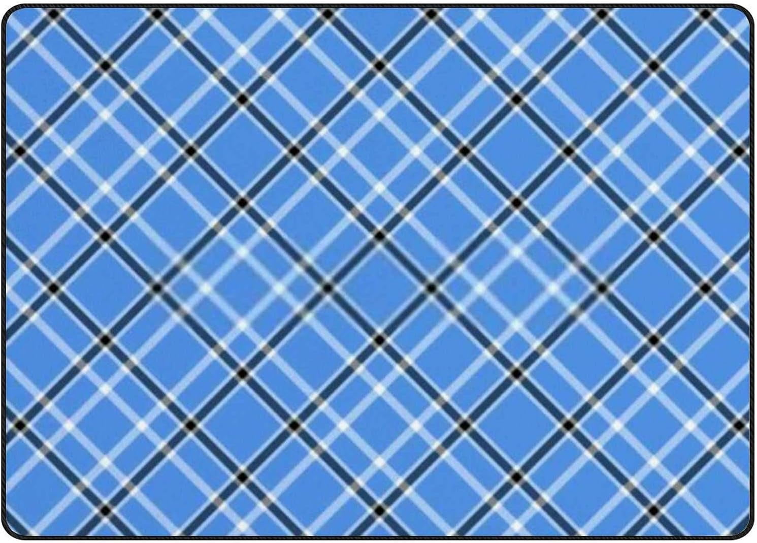 Dreamtimes Lightweight Soft Area Rugs Tartan Plaid Pattern in Blue ...