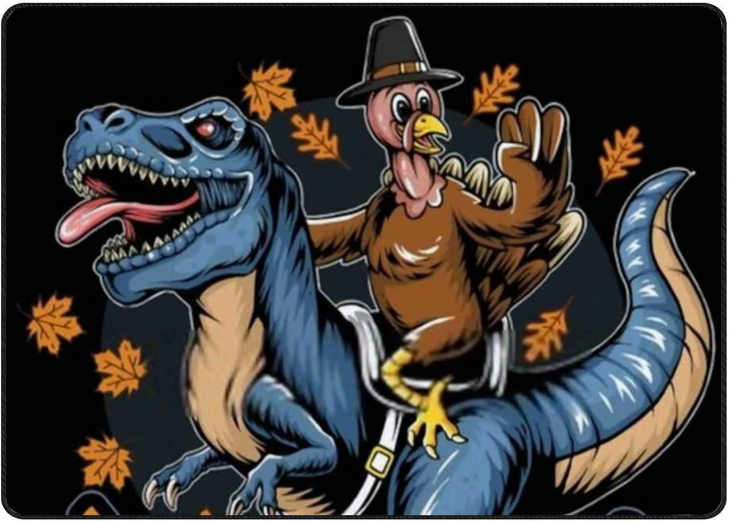 Dreamtimes Lightweight Soft Area Rugs Thanksgiving Turkey Riding ...