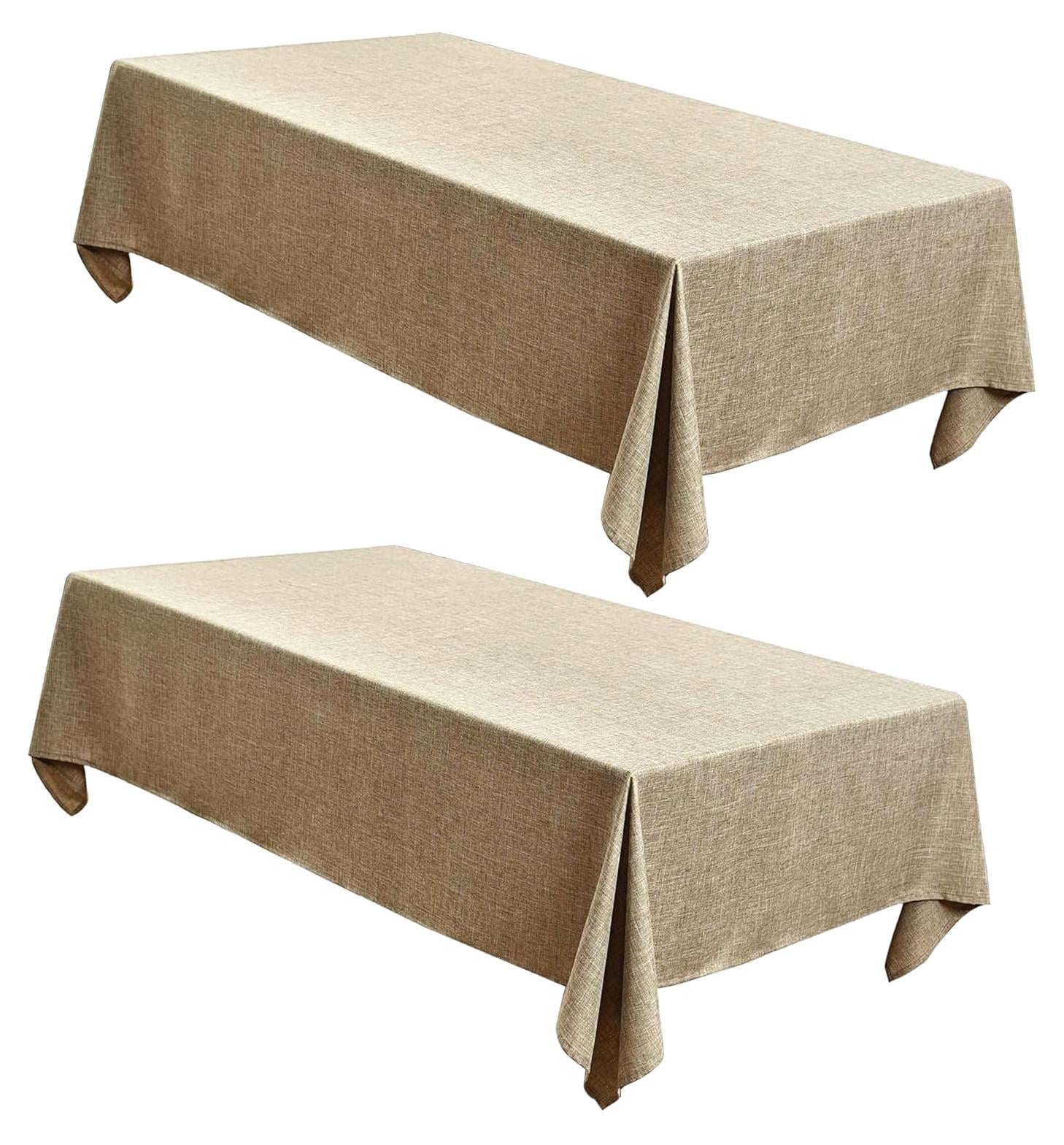 Dreamtimes Linen-Textured Tablecloths 2-Piece Set, Imitation Burlap ...