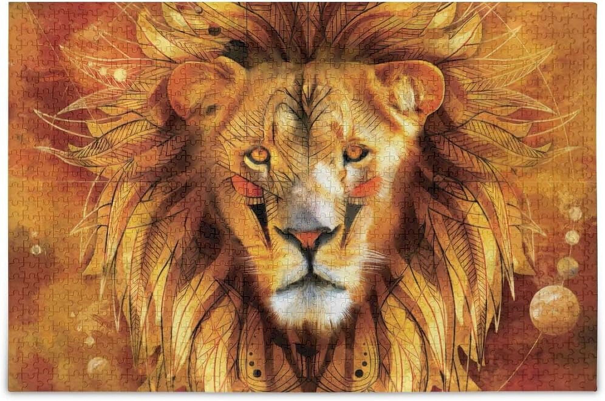 Dreamtimes Lion Animal Ethnic Tribal Art Work Painting Decoration Jigsaw Puzzles 500 Pieces ...