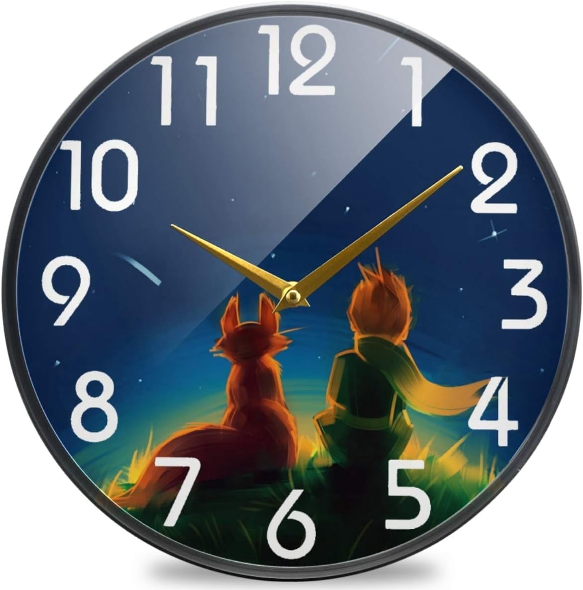 Dreamtimes Little Prince and Fox Sitting on Grass Round Wall Clock, 12 ...