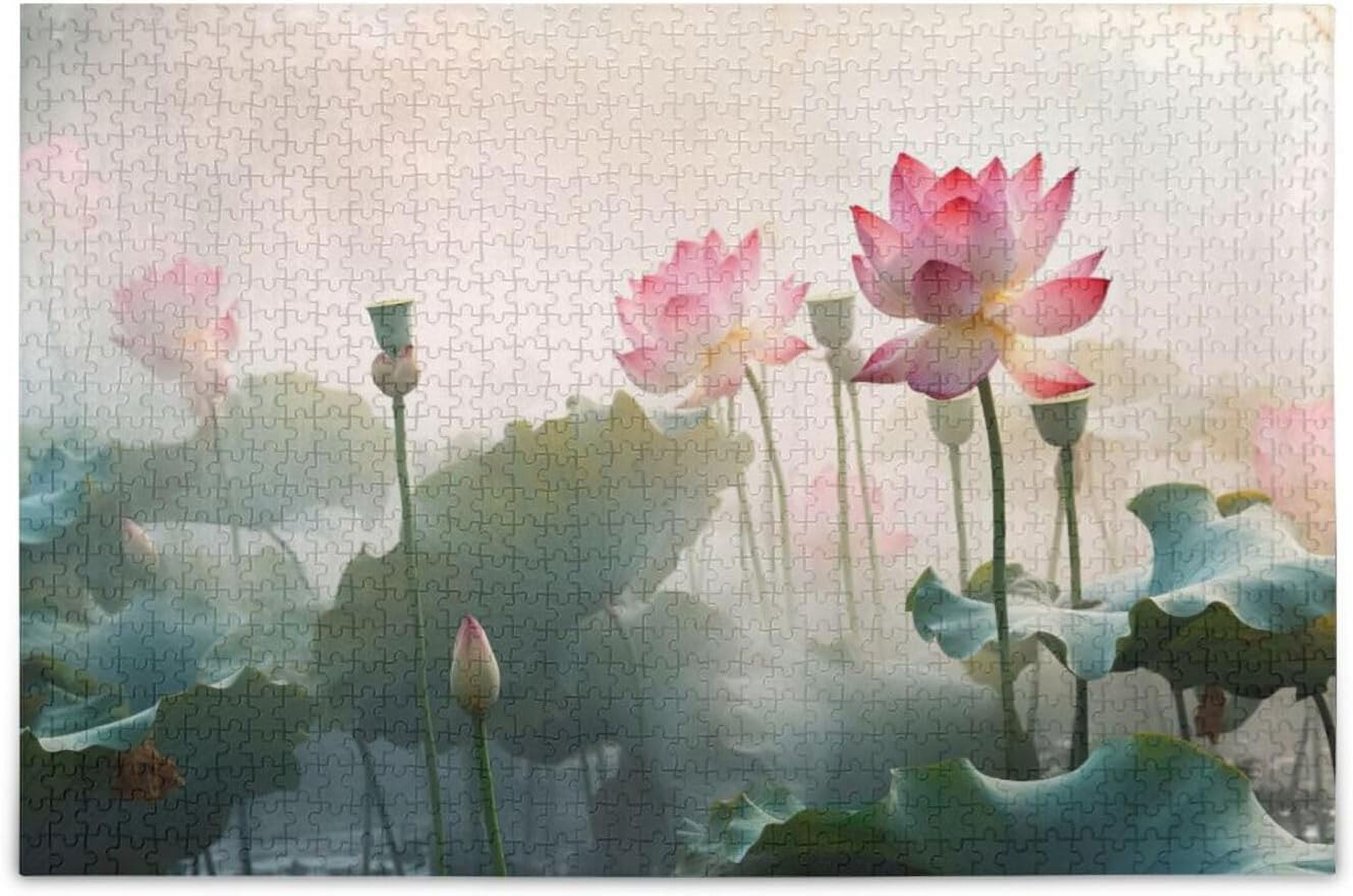 Dreamtimes Lotus Plants Puzzle 1000 Pieces - Wooden Jigsaw Puzzles for ...