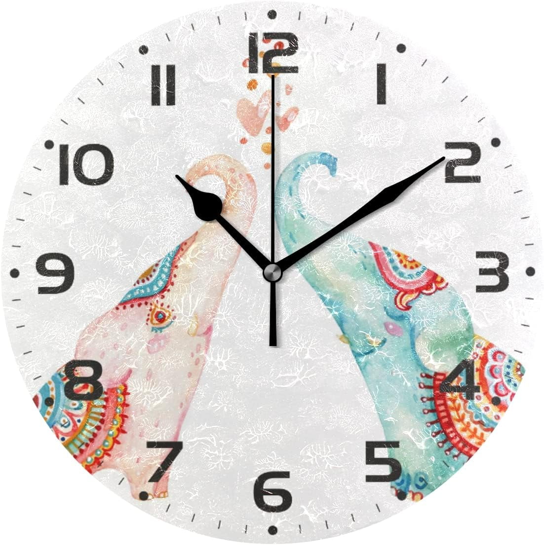 Dreamtimes Lovely Elephants Wall Clock, 10 Inch Silent Non Ticking ...