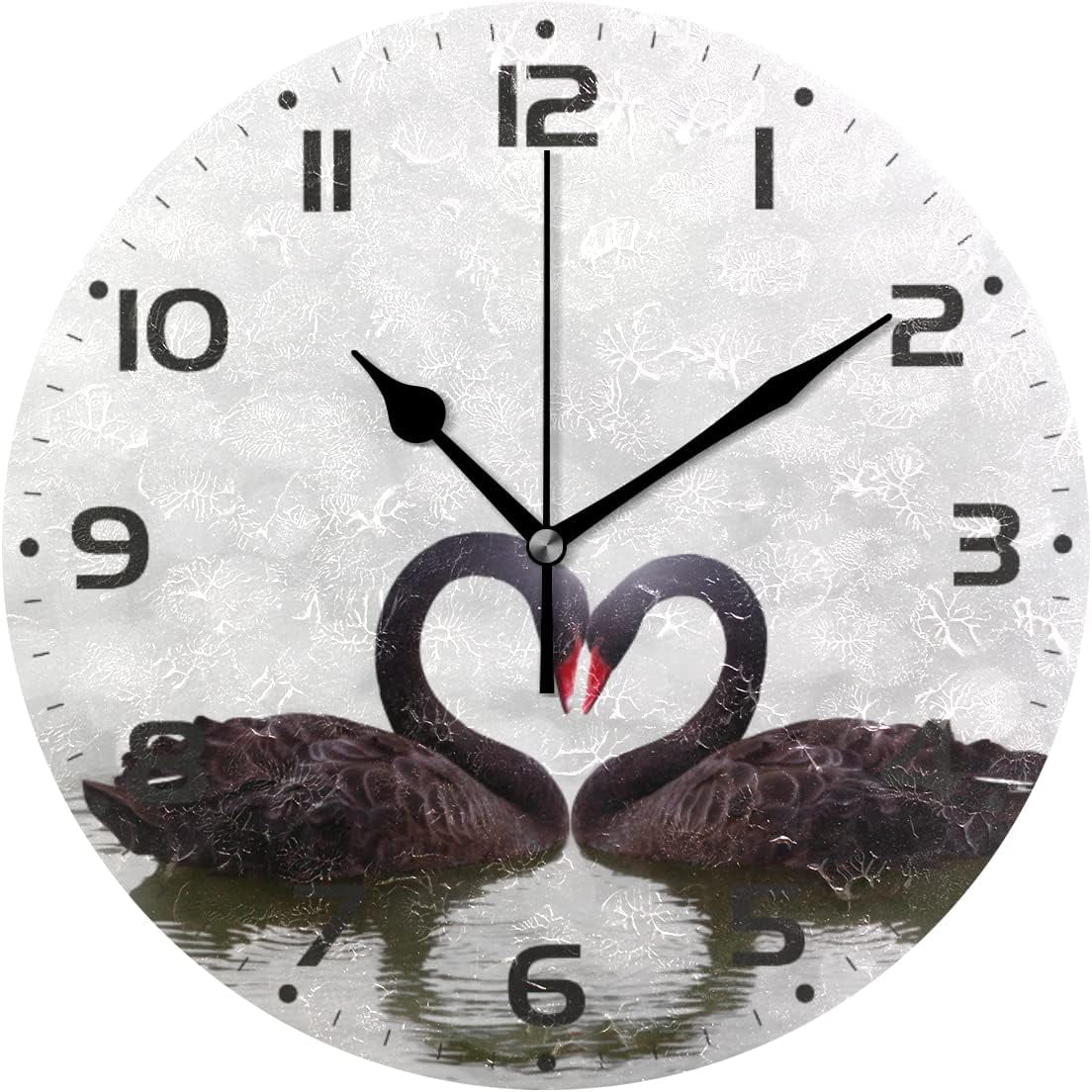 Dreamtimes Loving Swan Wall Clock, 10 Inch Silent Non Ticking Round ...