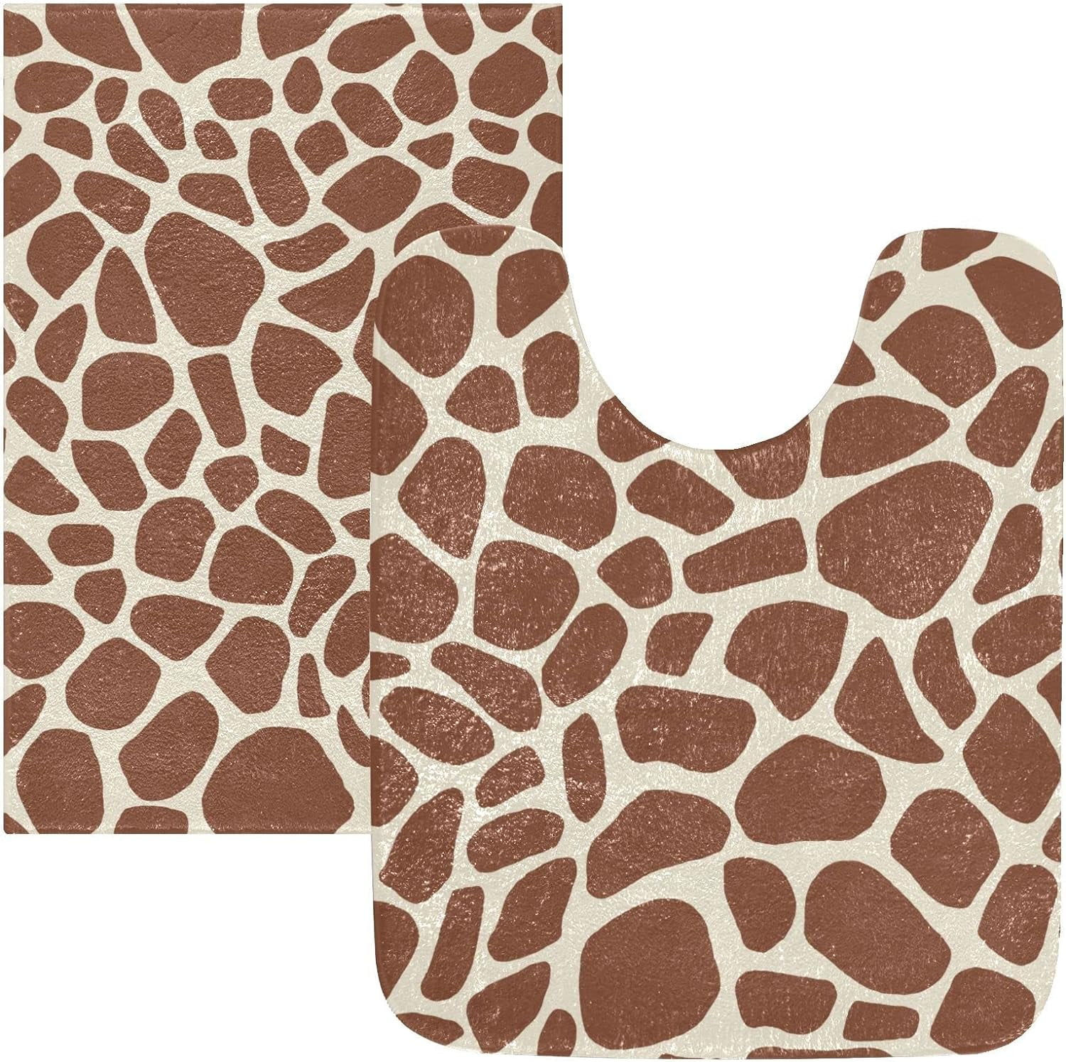 Dreamtimes Luxury Bathroom Rug Set 2 PCS, Abstract Giraffe Brown Spots ...
