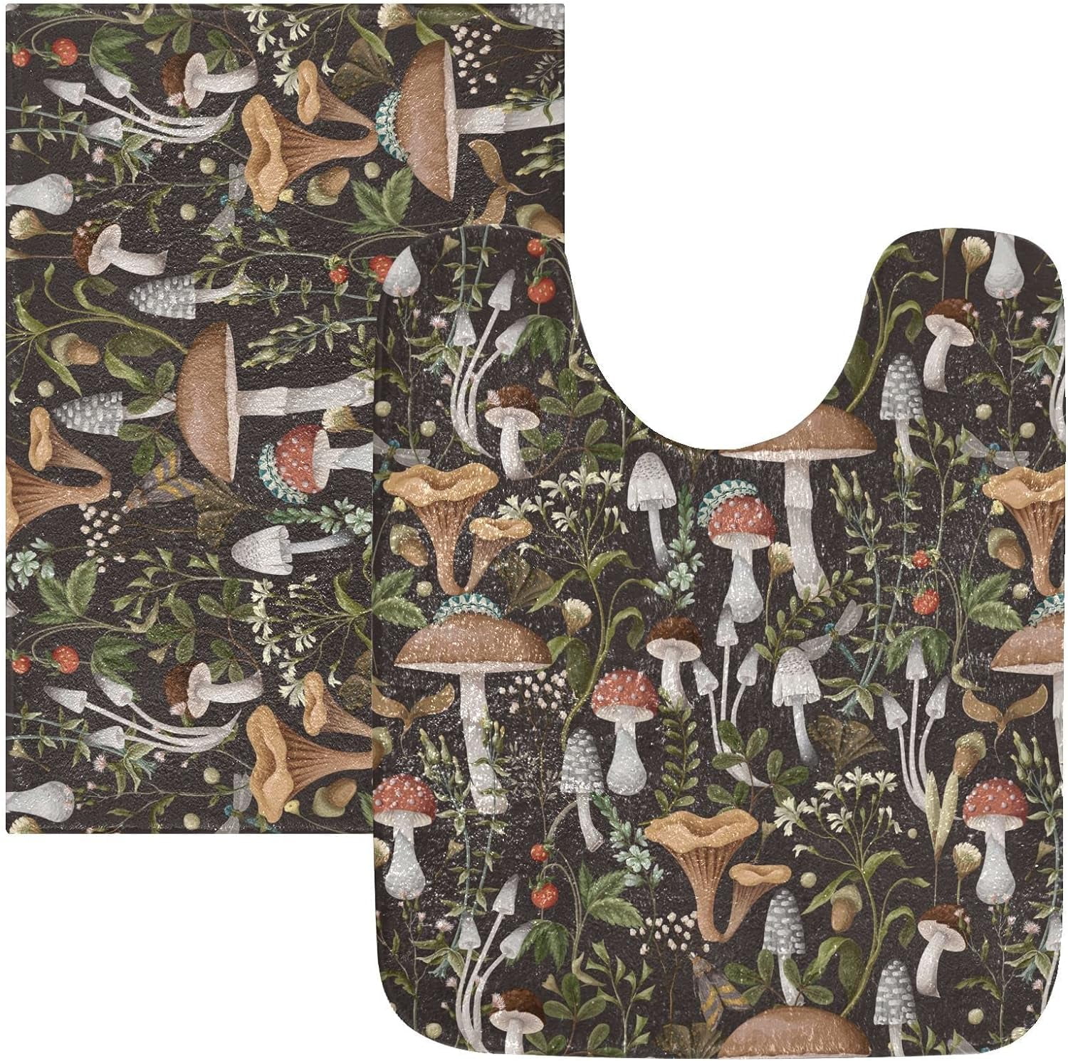 Dreamtimes Luxury Bathroom Rug Set 2 PCS, Autumn Pattern Mushrooms ...