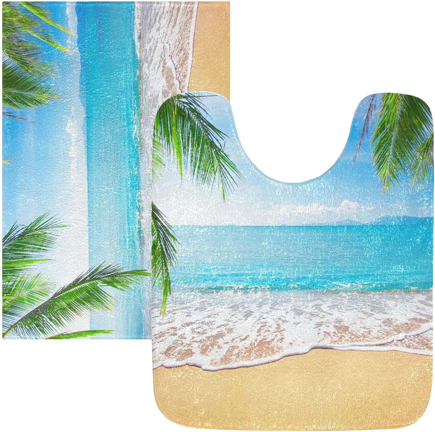 Dreamtimes Luxury Bathroom Rug Set 2 PCS, Beach Theme Soft Absorbent ...