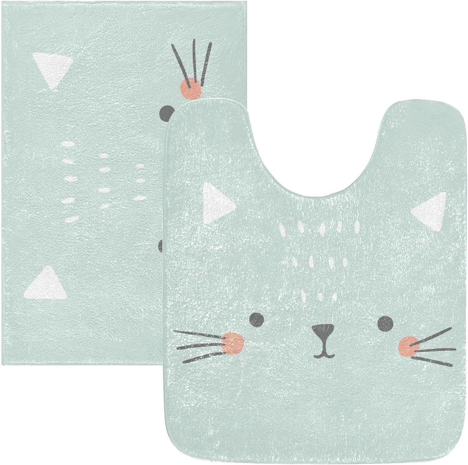 Dreamtimes Luxury Bathroom Rug Set 2 PCS, Cute Simple Animal Portraits ...