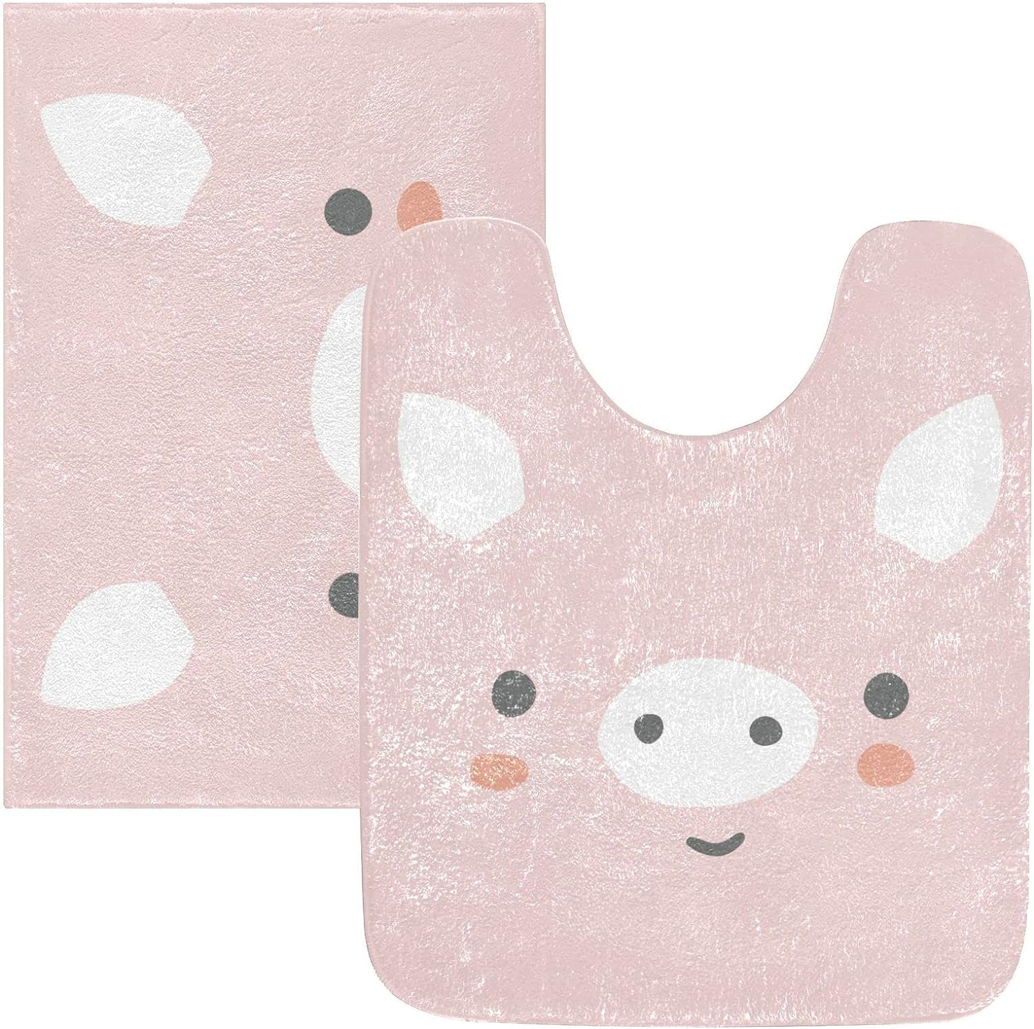 Dreamtimes Luxury Bathroom Rug Set 2 PCS, Cute Simple Animal Portraits ...