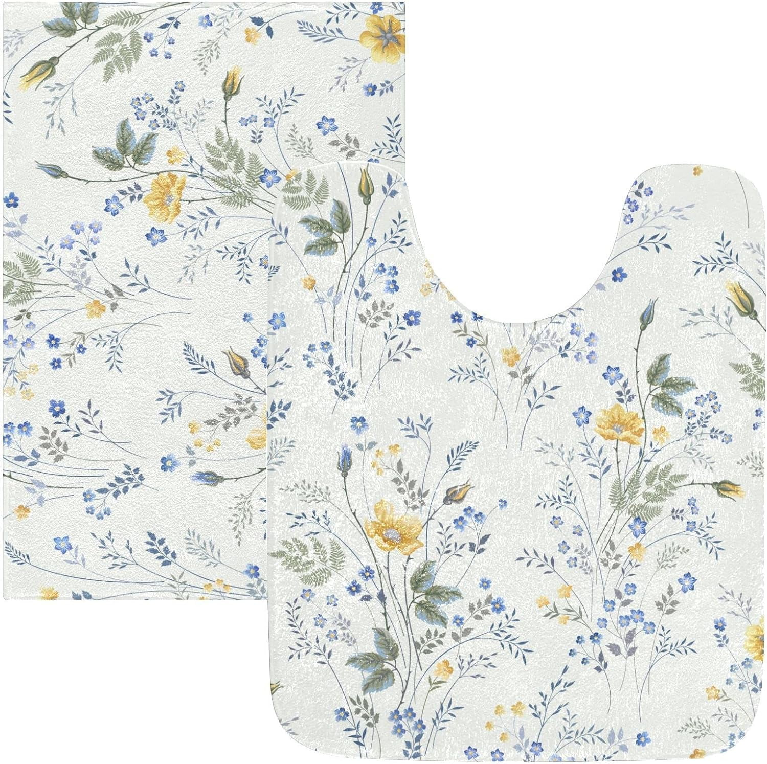 Dreamtimes Luxury Bathroom Rug Set 2 PCS, Floral Pattern Roses Soft ...