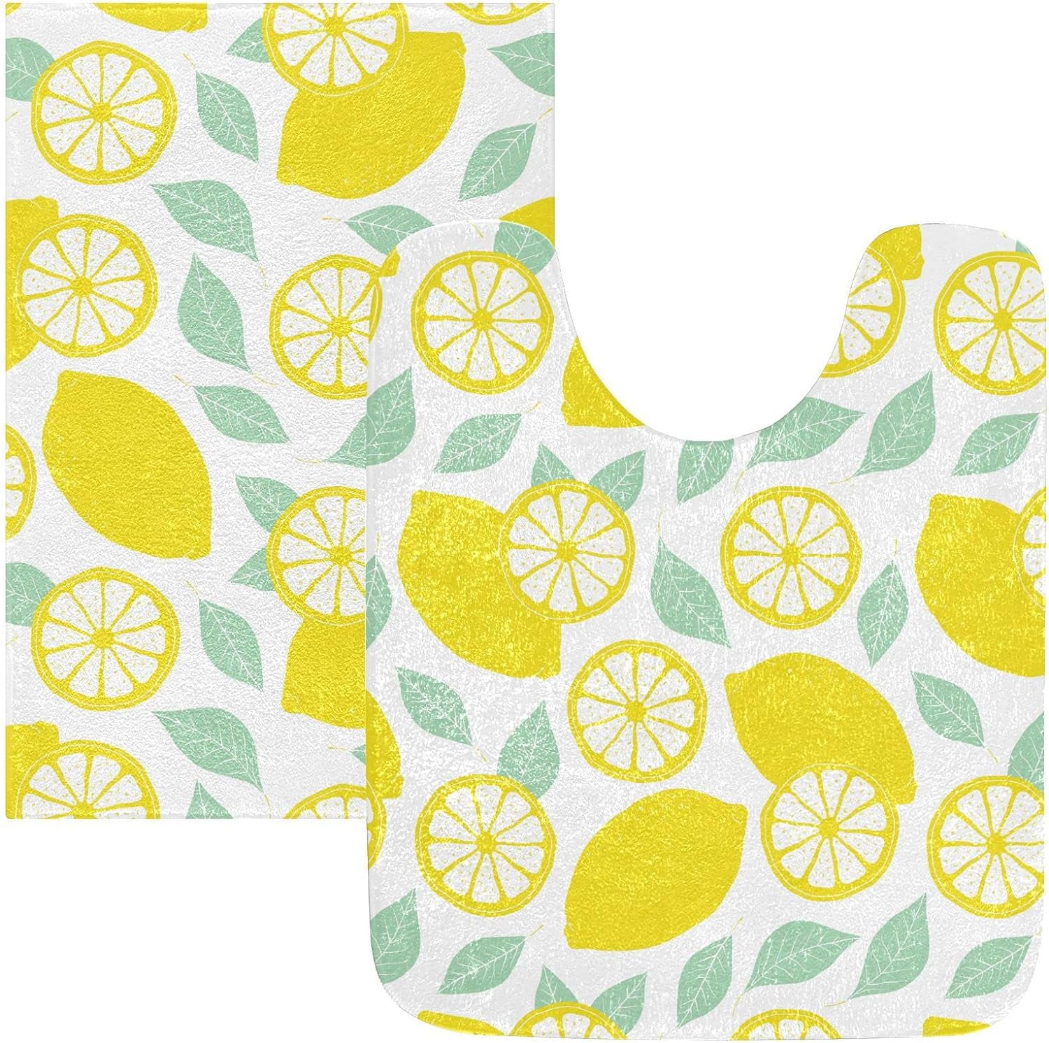 Dreamtimes Luxury Bathroom Rug Set 2 PCS, Fresh Lemons Soft Absorbent ...