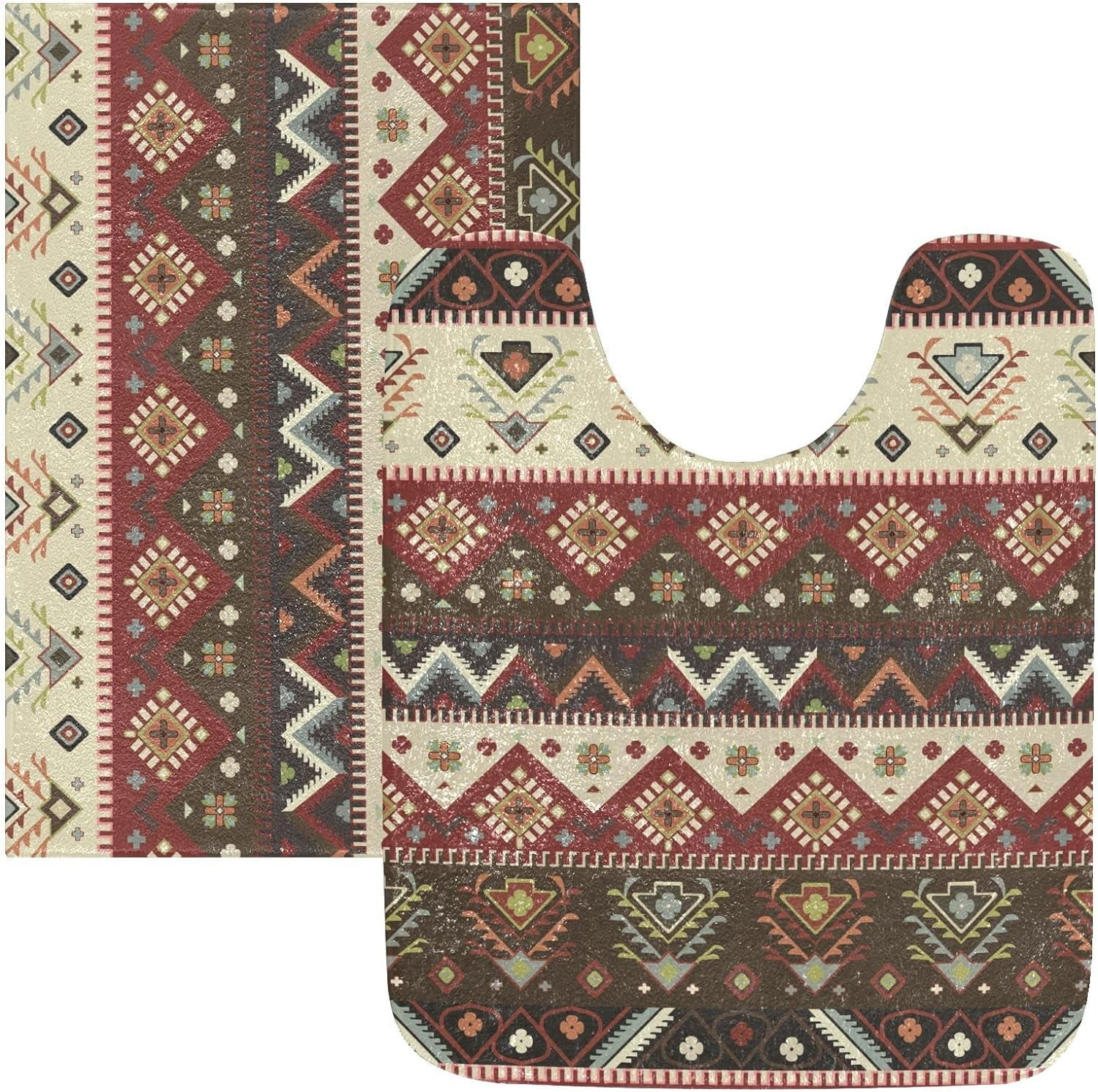 Dreamtimes Luxury Bathroom Rug Set 2 PCS, Geometry Western Style Soft ...