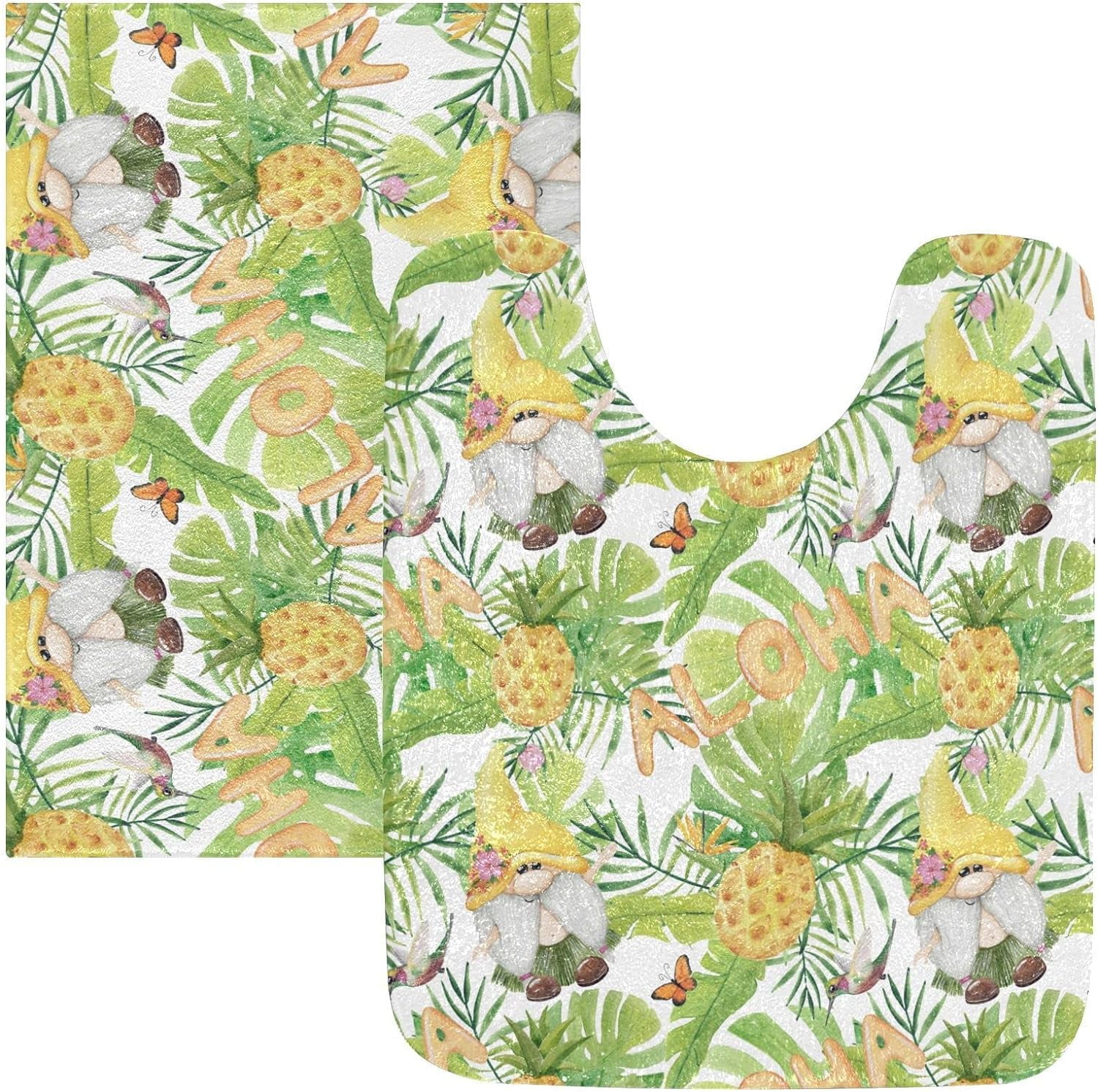 Dreamtimes Luxury Bathroom Rug Set 2 PCS, Gnome Pineapple Summer ...