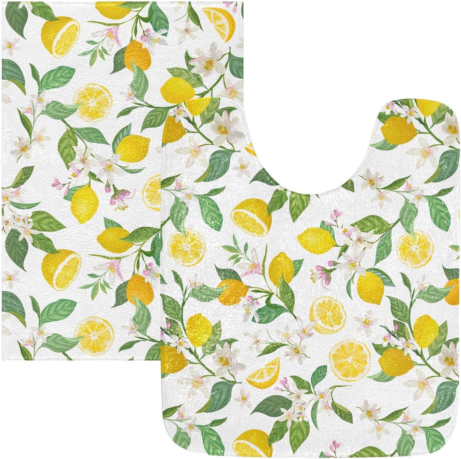 Dreamtimes Luxury Bathroom Rug Set 2 PCS, Lemon Soft Absorbent Bath Rug ...