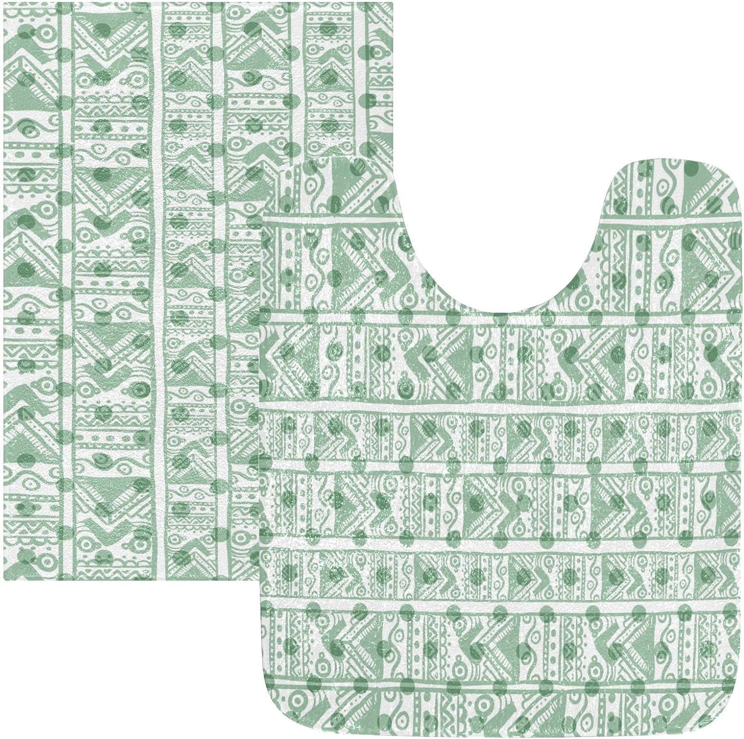 Dreamtimes Luxury Bathroom Rug Set 2 PCS, Moroccan Pattern Tiles Ethnic ...