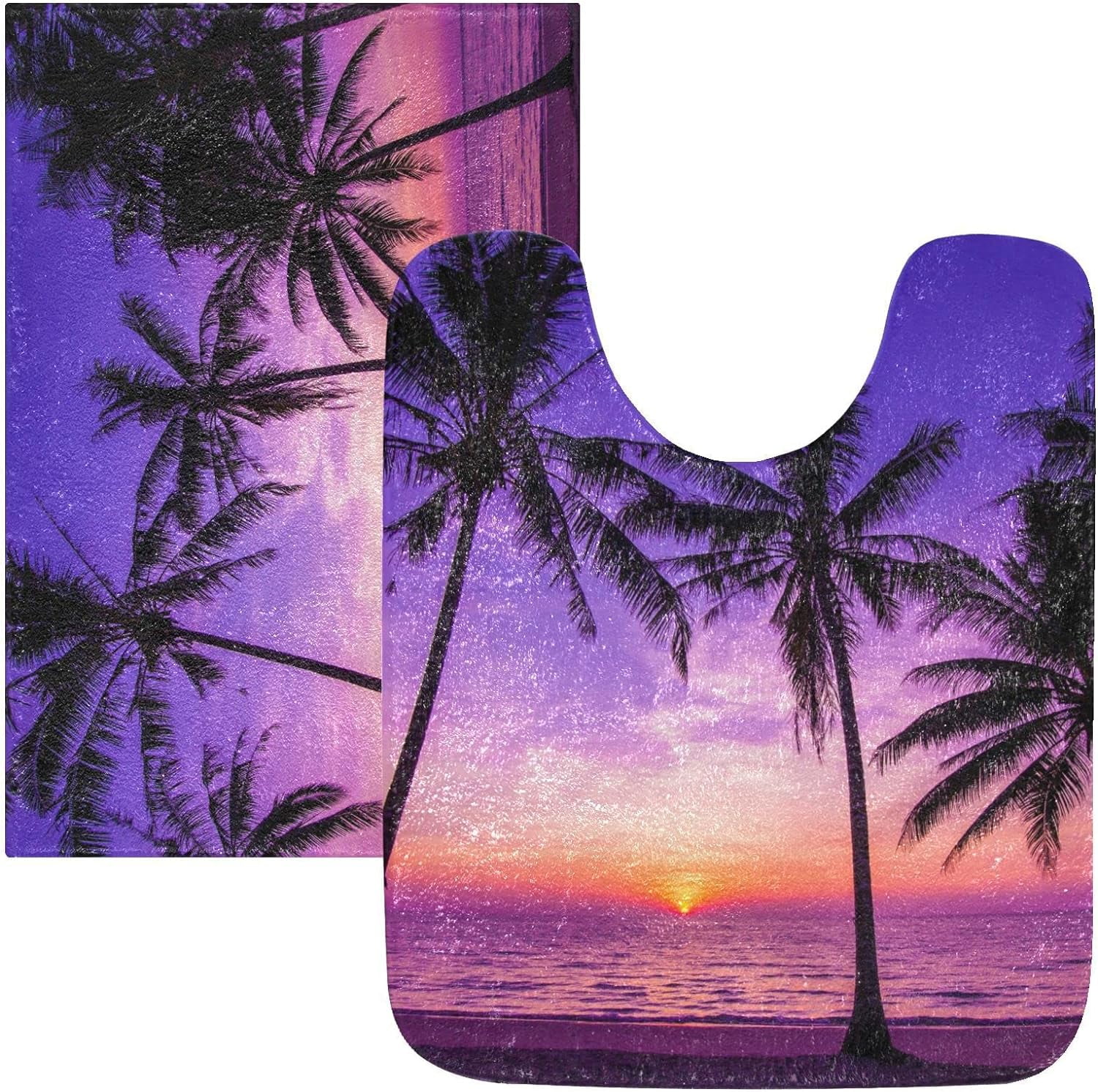 Dreamtimes Luxury Bathroom Rug Set 2 PCS, Palm Trees Soft Absorbent ...