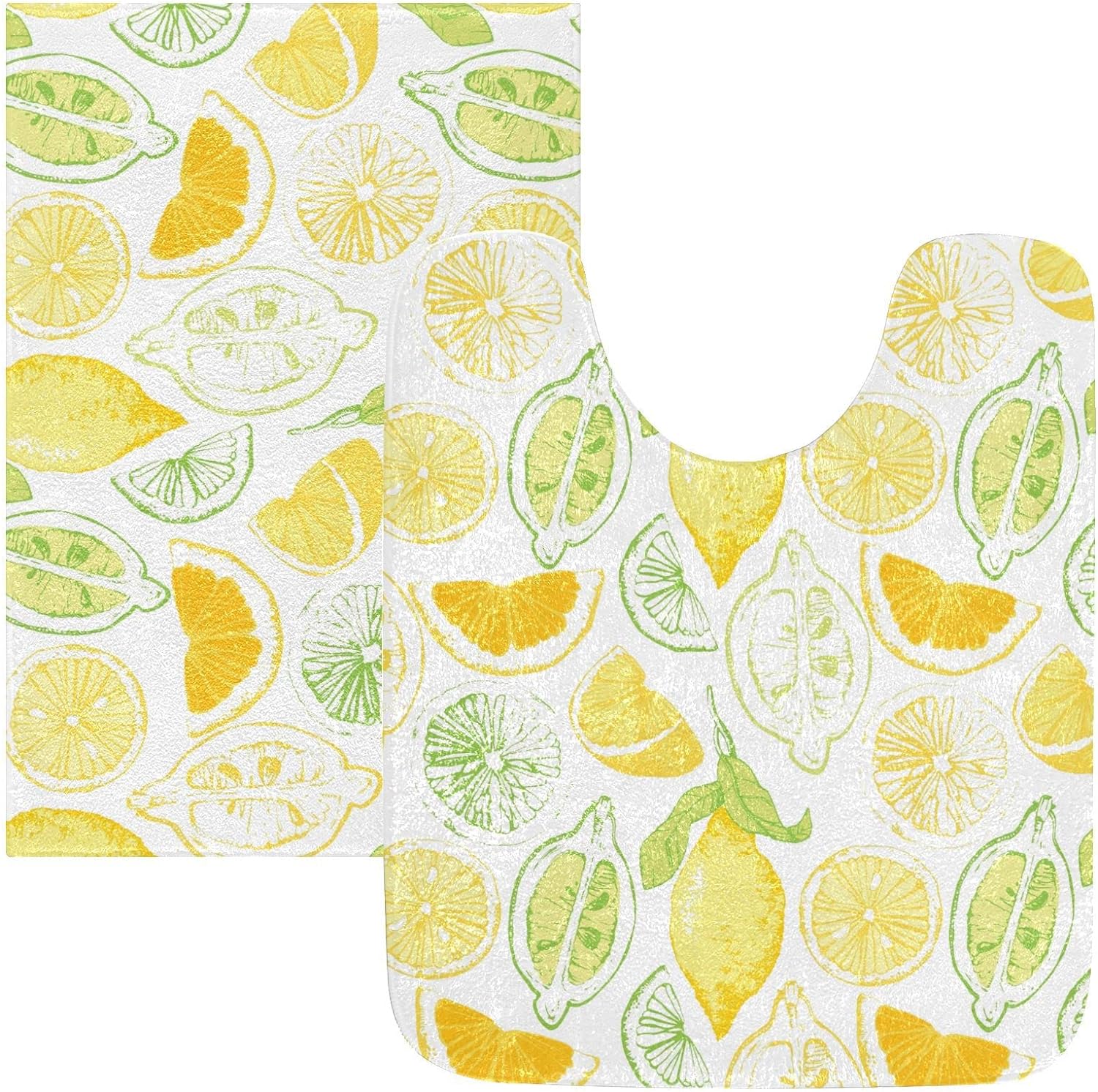 Dreamtimes Luxury Bathroom Rug Set 2 PCS, Sketch Lemon Nature Soft ...