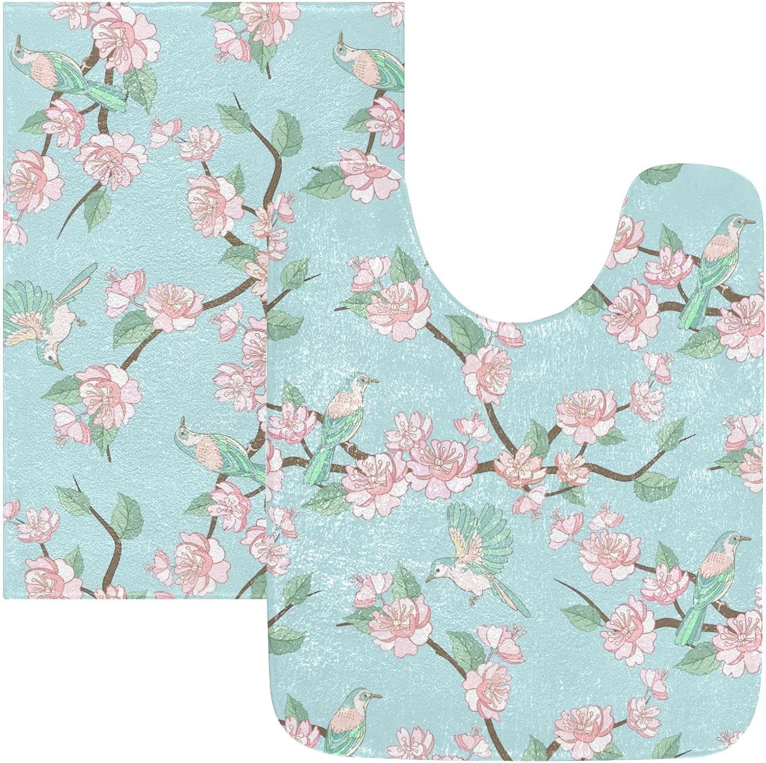 Dreamtimes Luxury Bathroom Rug Set 2 PCS, Spring Peach Tree Blossom ...