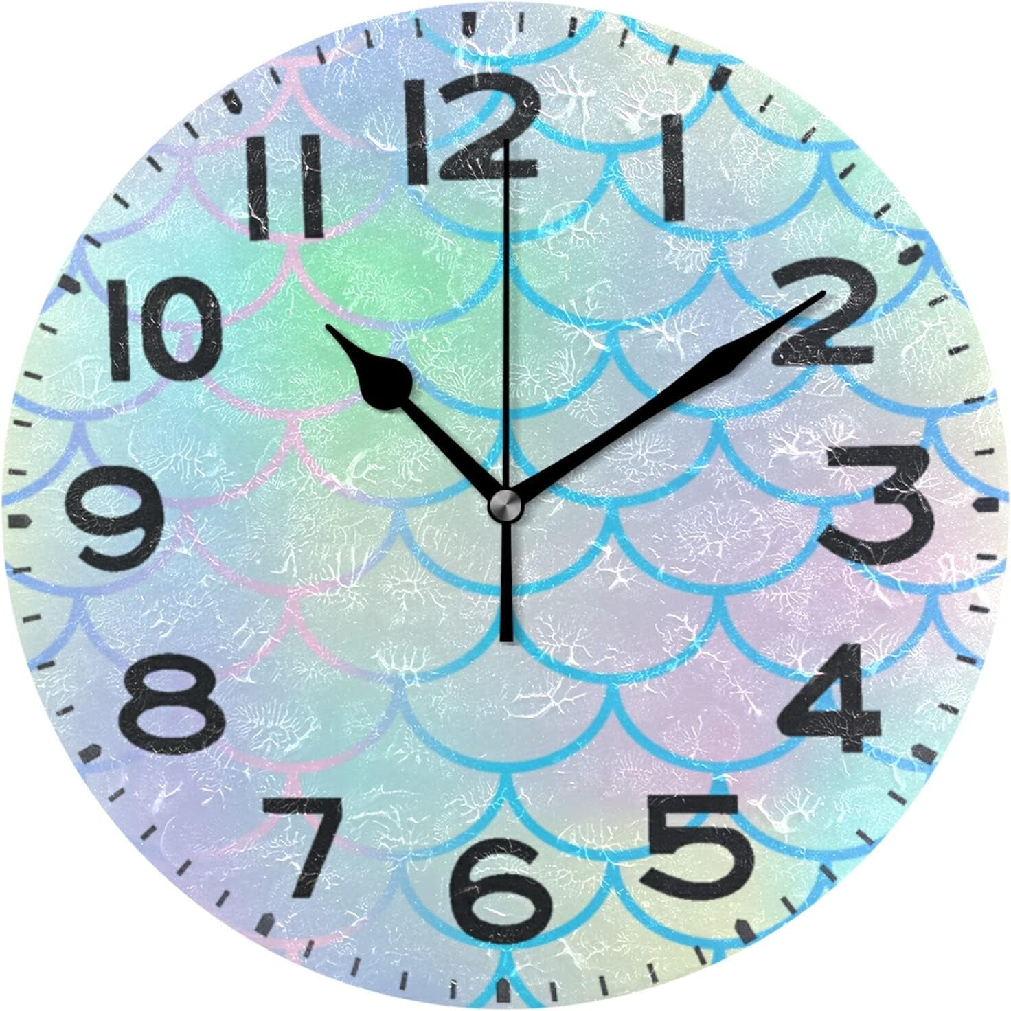 Dreamtimes Magic Rainbow Scale of Mermaid Round Wall Clock, 10 Inch ...
