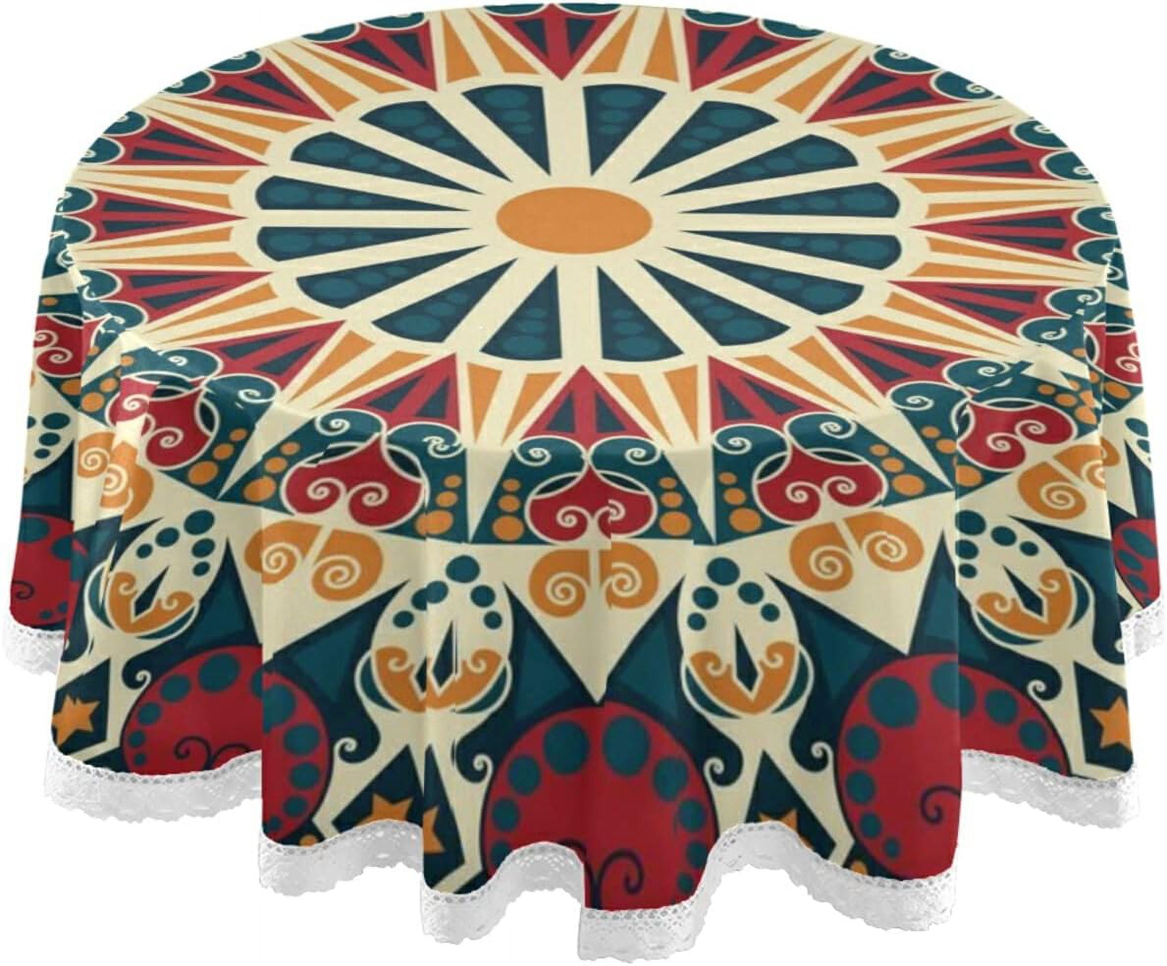 Dreamtimes Mandala Round Tablecloth 60", Table Cover Water Resistant ...