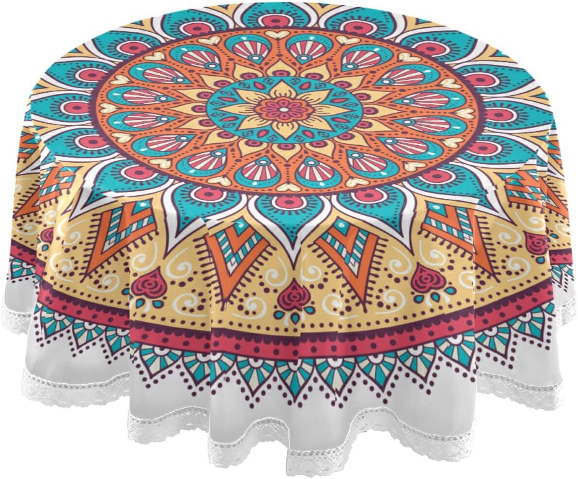 Dreamtimes Mandala Round Tablecloth 60", Table Cover Water Resistant ...