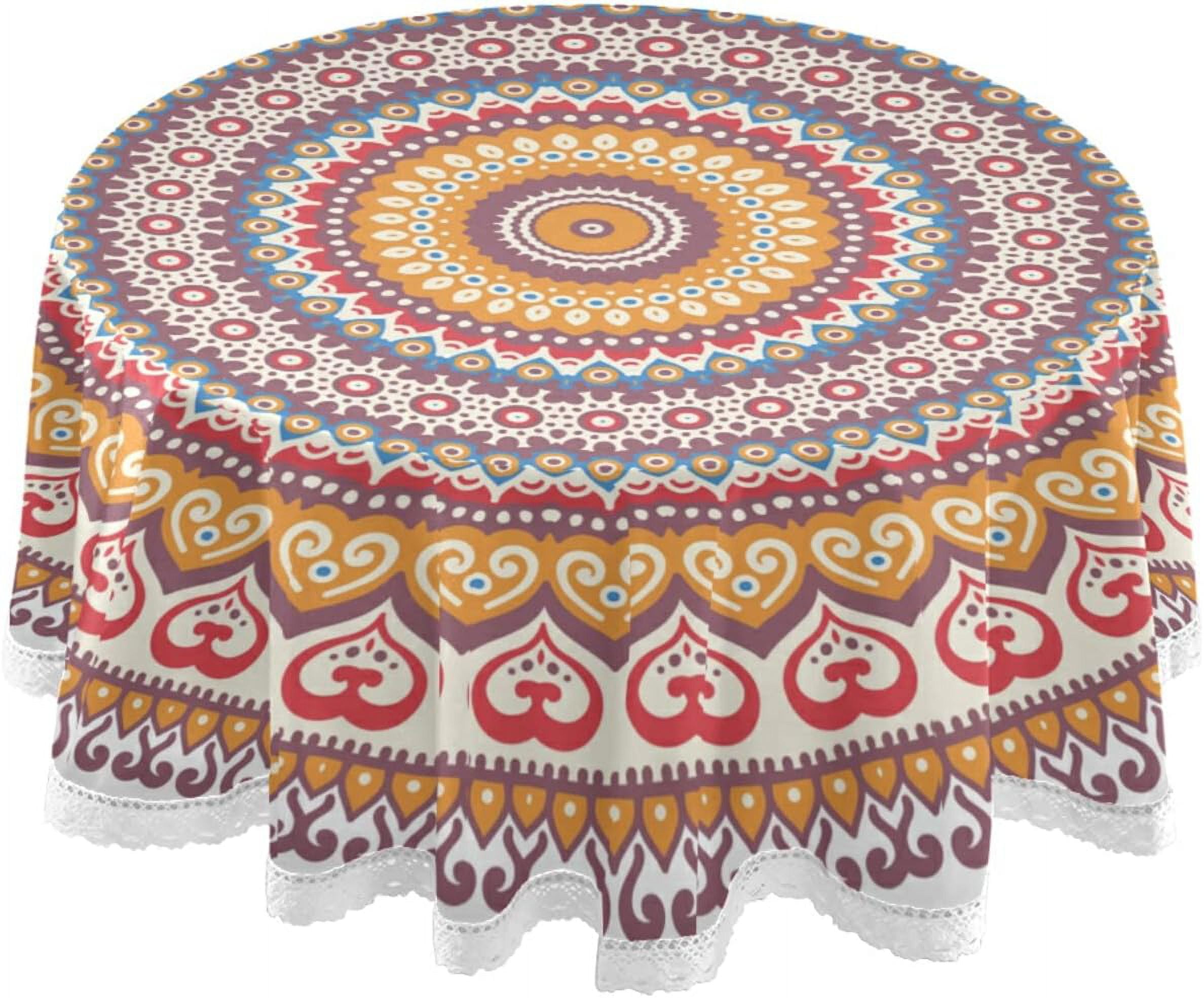 Dreamtimes Mandala Round Tablecloth 60", Table Cover Water Resistant ...