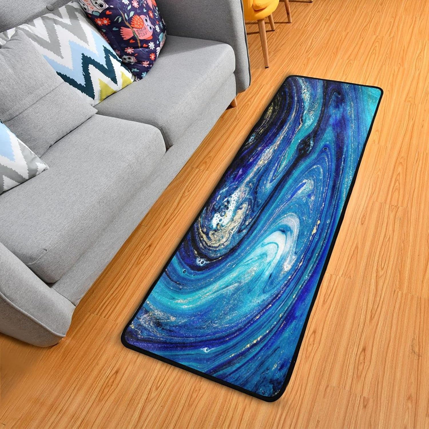 Dreamtimes Marble Abstract Sea Artistic Hallway Runner Rug 2'x6 ...
