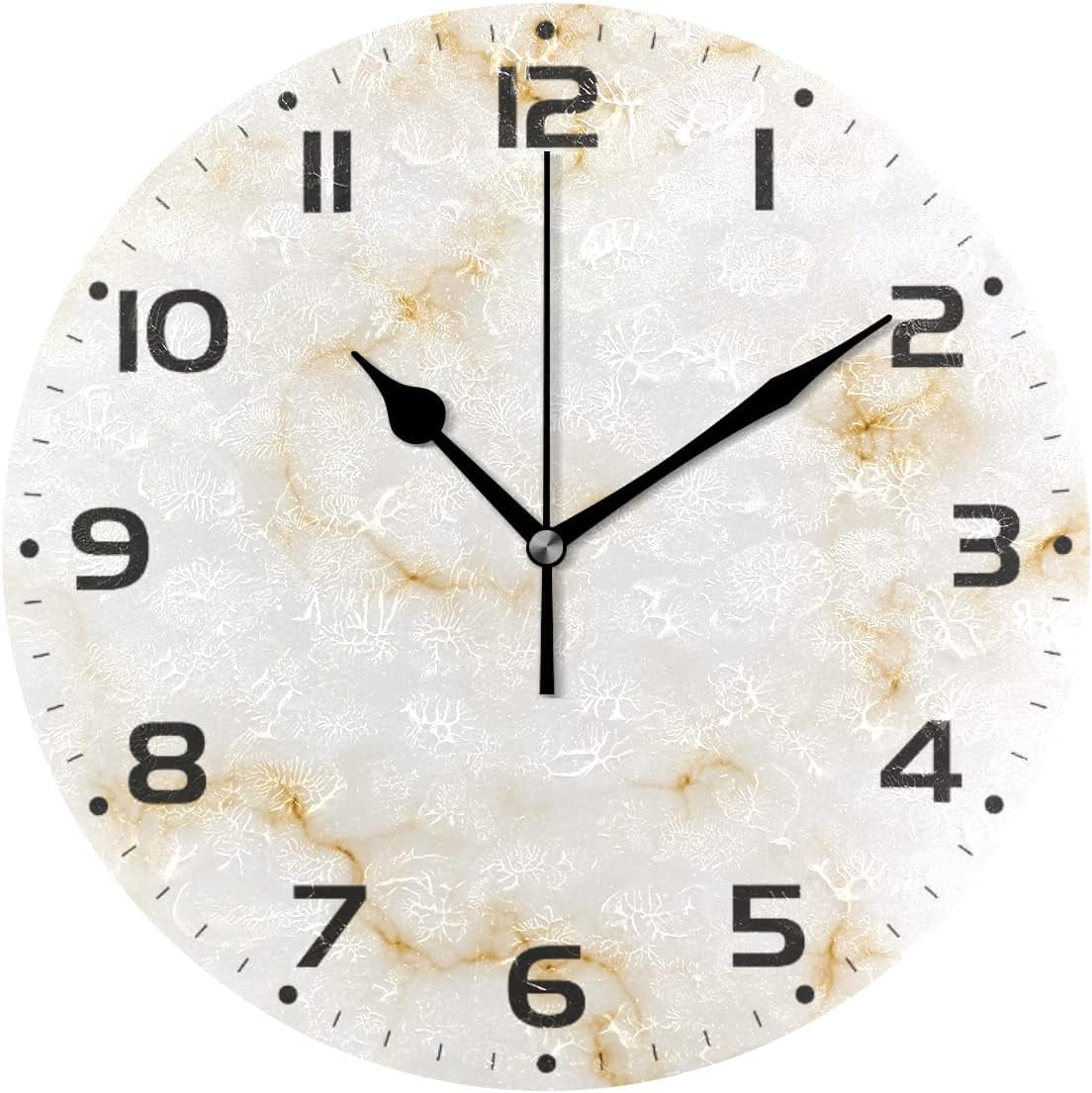Dreamtimes Marble Texture Wall Clock, 10 Inch Silent Non Ticking Round ...