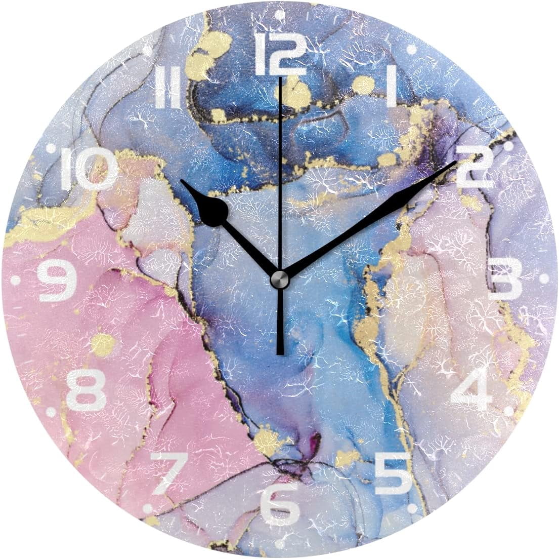 Dreamtimes Marble Texture Wall Clock, 10 Inch Silent Non Ticking Round ...