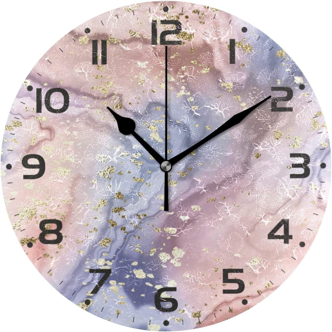 Dreamtimes Marble Texture Wall Clock, 10 Inch Silent Non Ticking Round ...