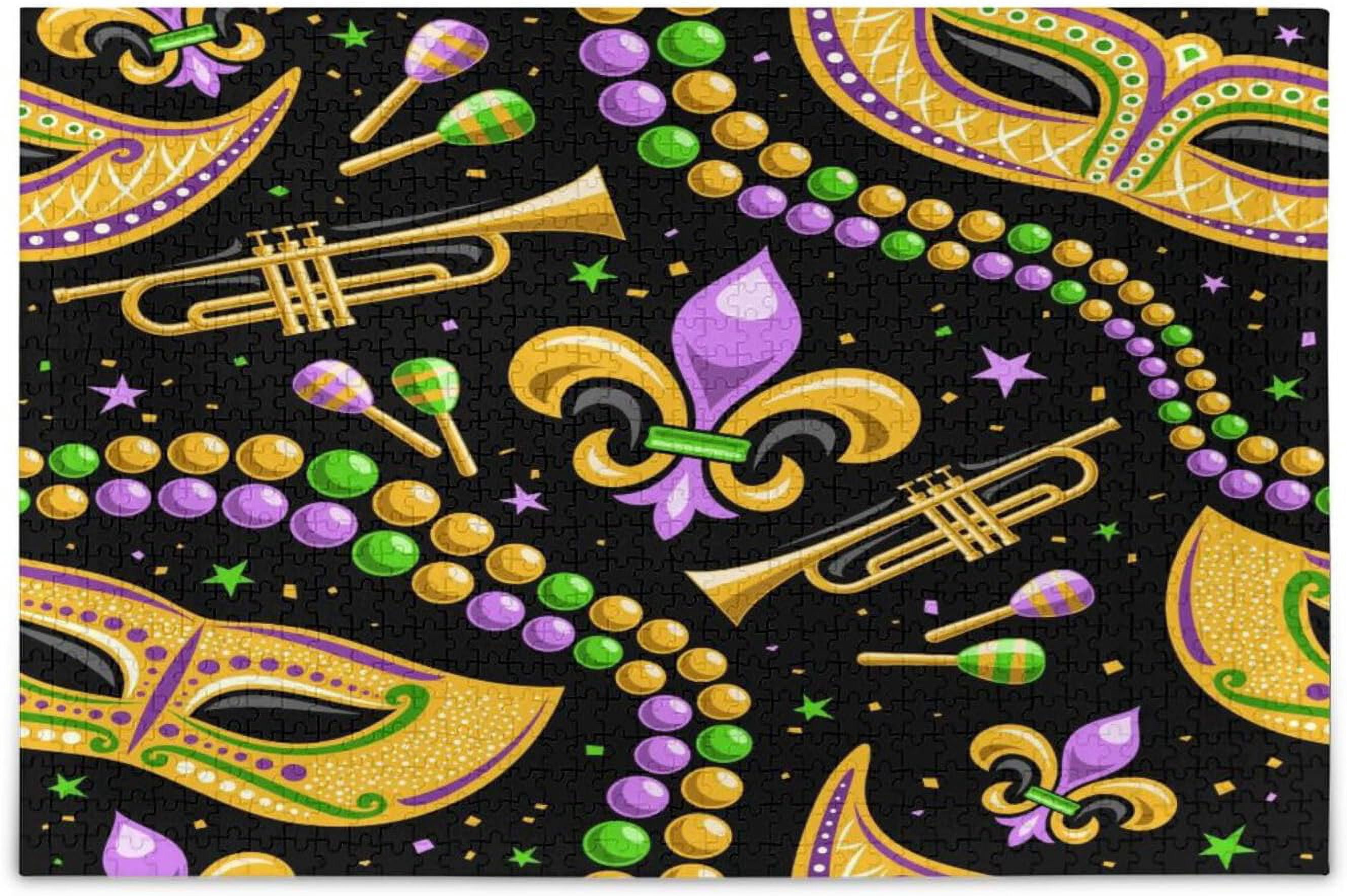 Dreamtimes Mardi Gras Mask Pattern Puzzle 1000 Pieces - Wooden Jigsaw ...