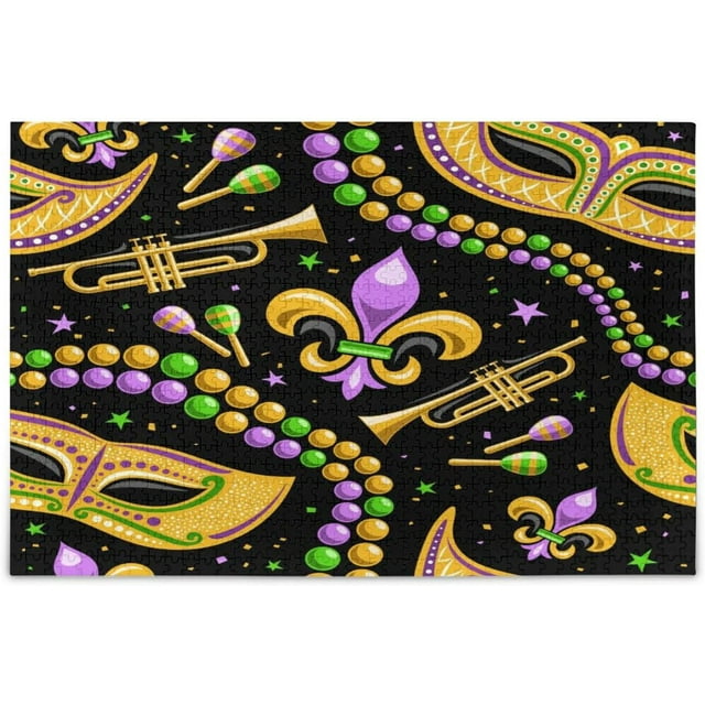Dreamtimes Mardi Gras Mask Pattern Puzzle 500 Pieces - Wooden Jigsaw ...