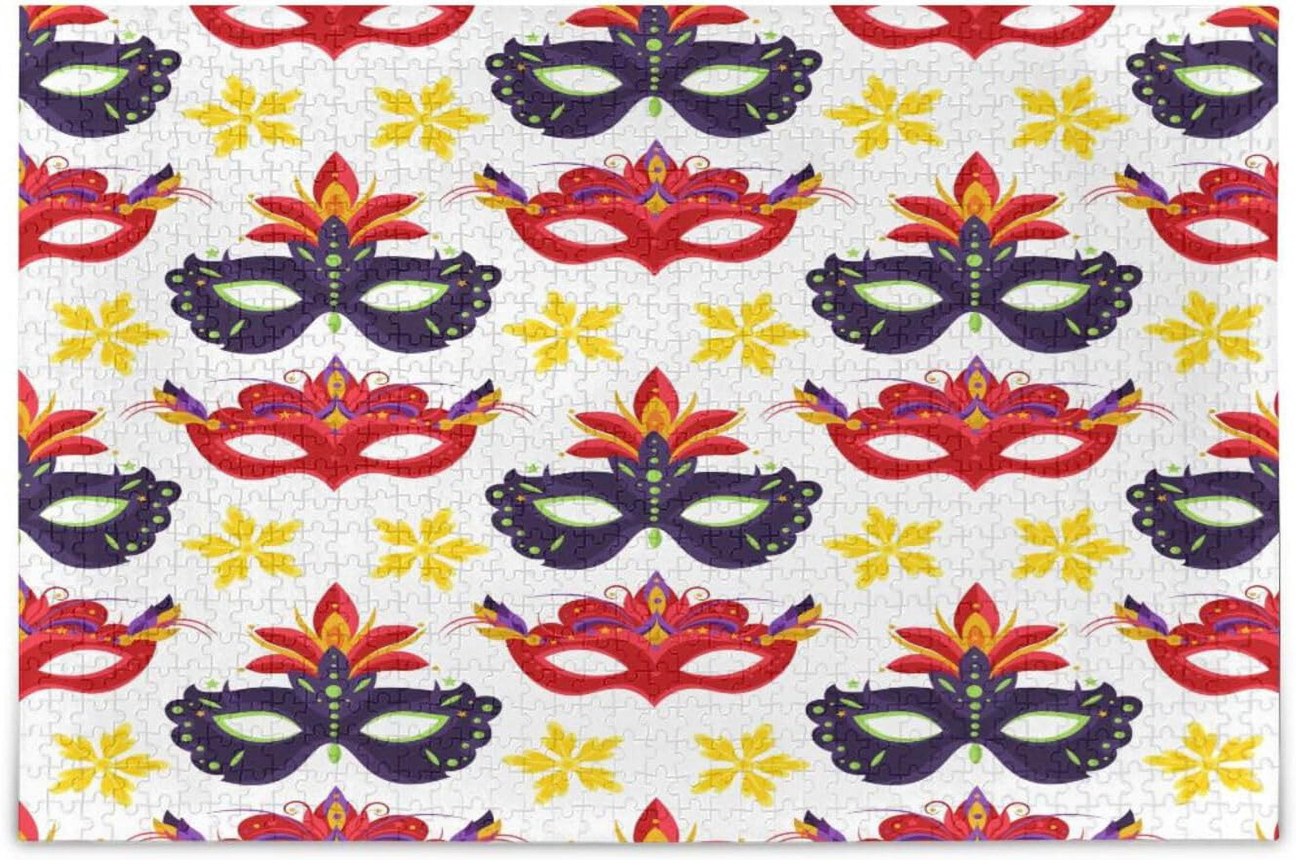 Dreamtimes Mardi Gras Masks Puzzle 1000 Pieces - Wooden Jigsaw Puzzles ...