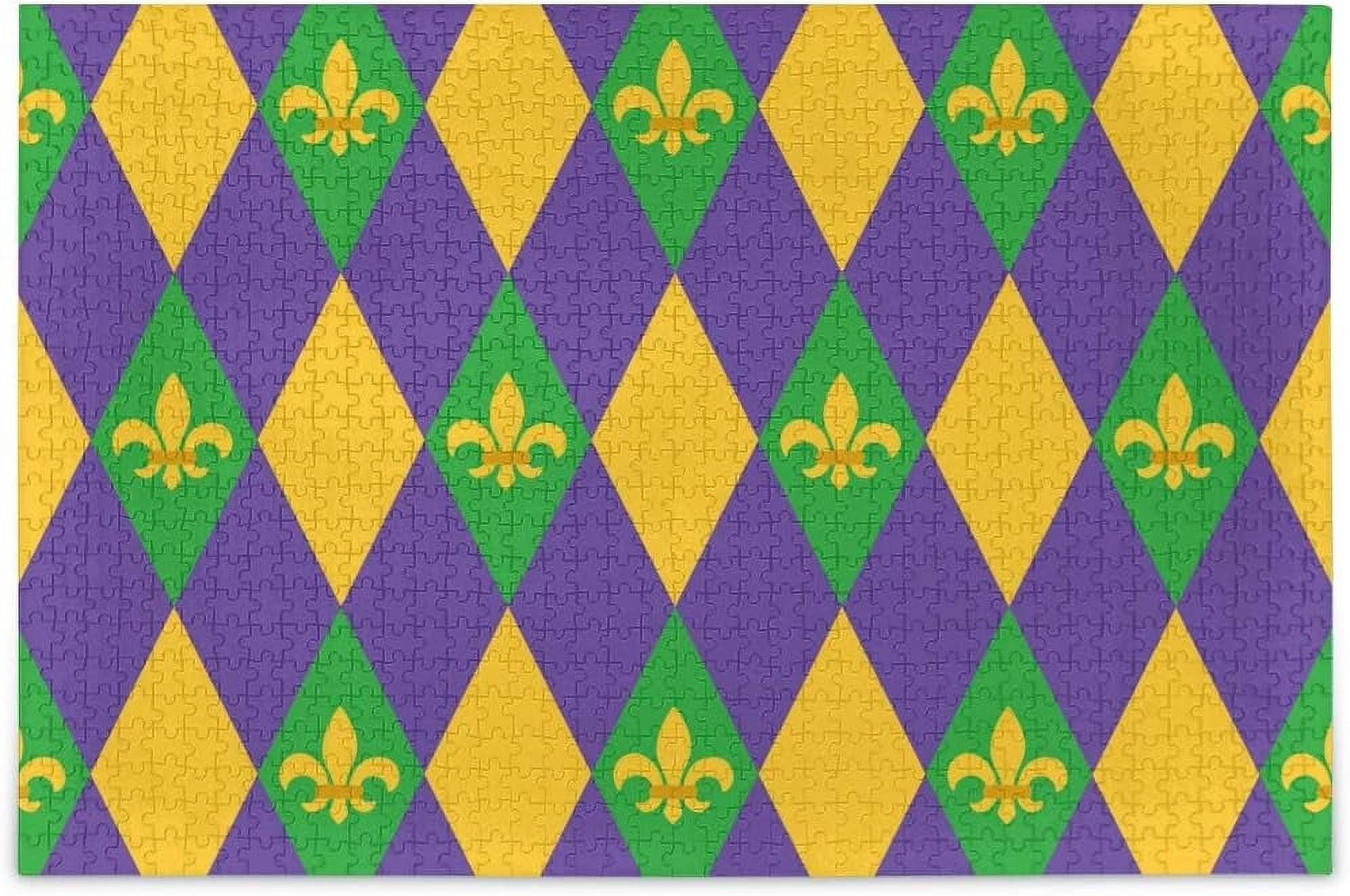 Dreamtimes Mardi Gras Pattern with Harlequin Fleur De Lis Carnival ...
