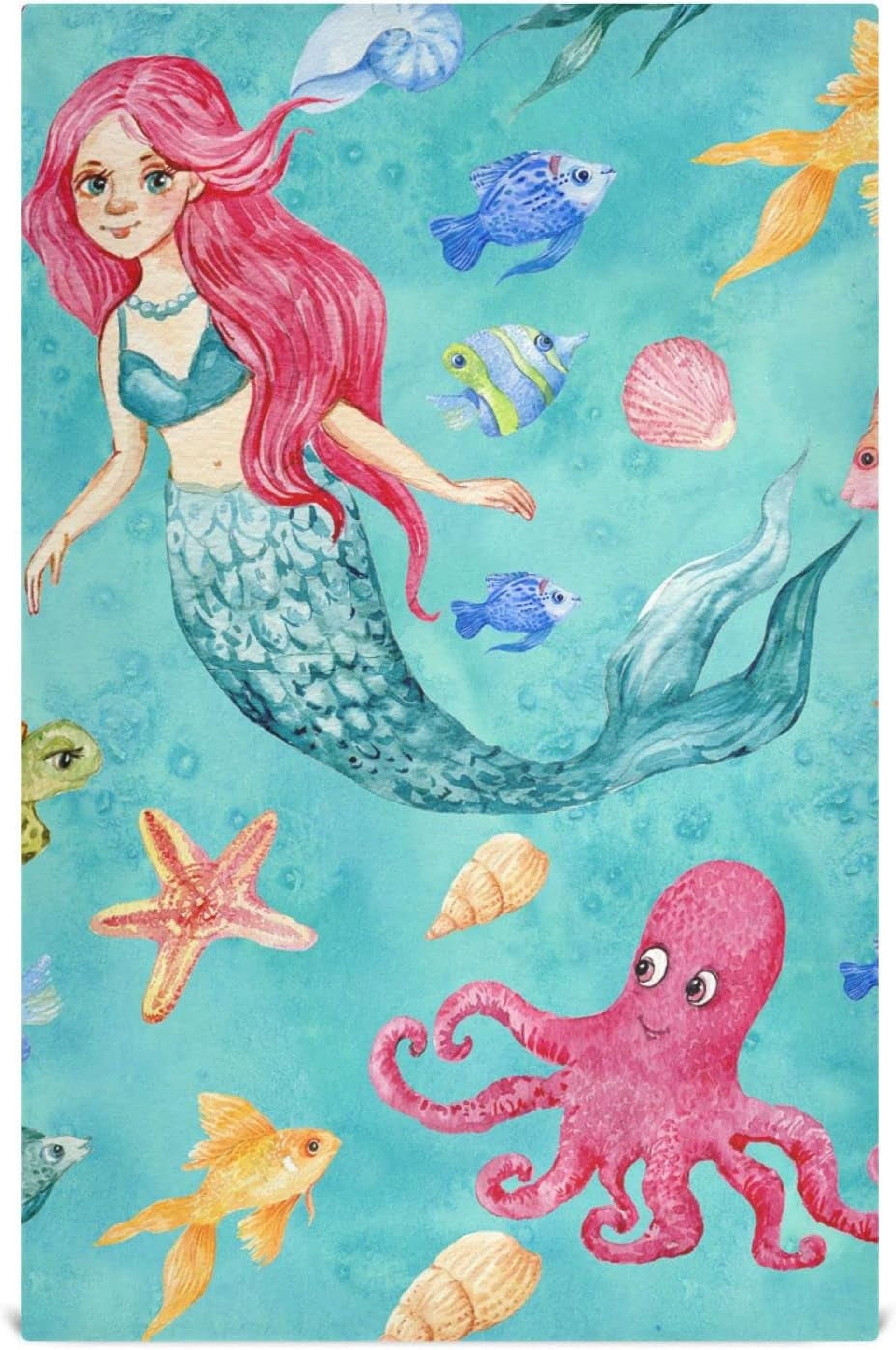 Dreamtimes Marine Style Mermaid Kitchen Towels Set of 1 Dishcloths Hand ...