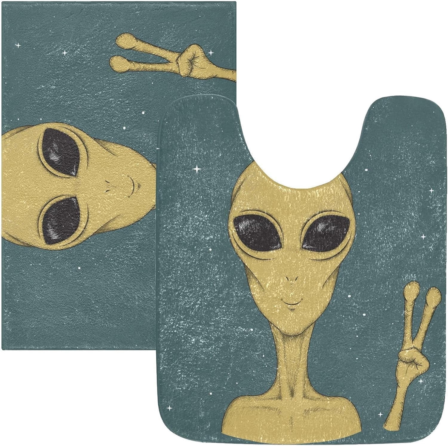Dreamtimes Martian Alien Peace Sign Retro Bath Mat for Bathroom Shower ...