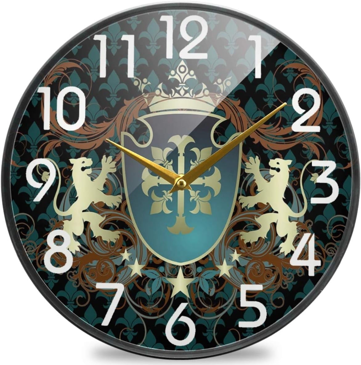 Dreamtimes Medieval Heraldic Coat of Arms Fleur De Lis Lions Round Wall ...