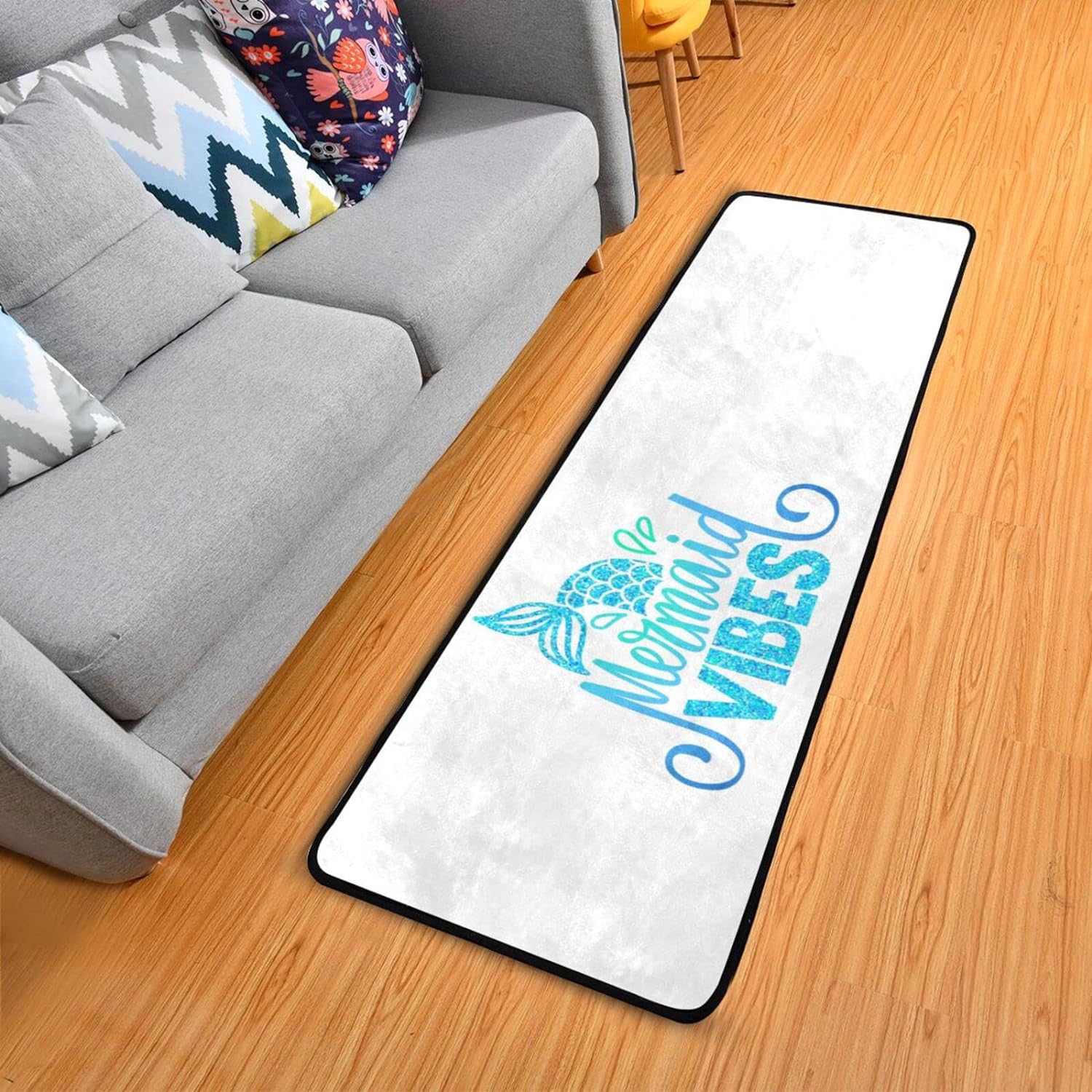 Dreamtimes Mermaid Glittering Themed Hallway Runner Rug 2'x6' Kitchen ...