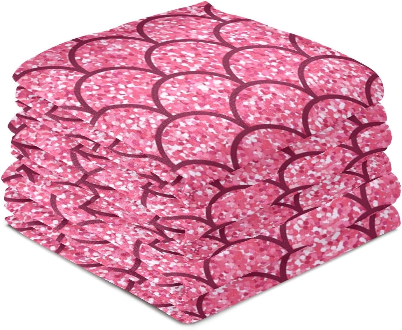 Dreamtimes Mermaid Scales Pink Kitchen Towels Set of 6 Dishcloths Hand ...