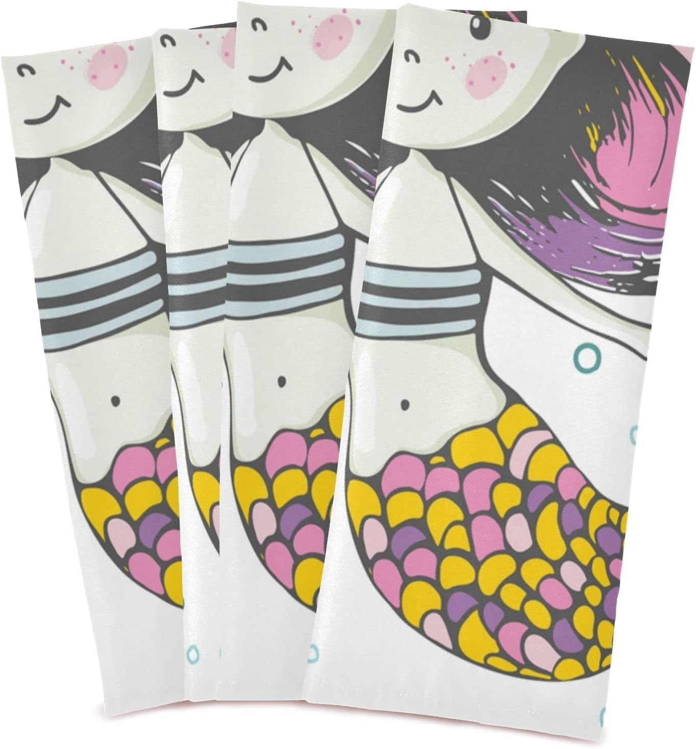 Dreamtimes Mermaid Under The Water Kitchen Towels Set of 4 Dishcloths ...