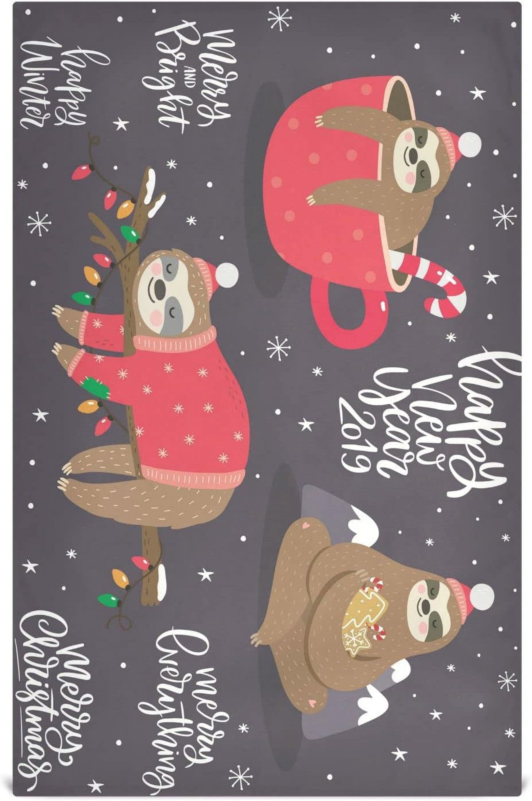 Dreamtimes Merry Christmas with Cute Sloth Kitchen Towels Set of 1 ...