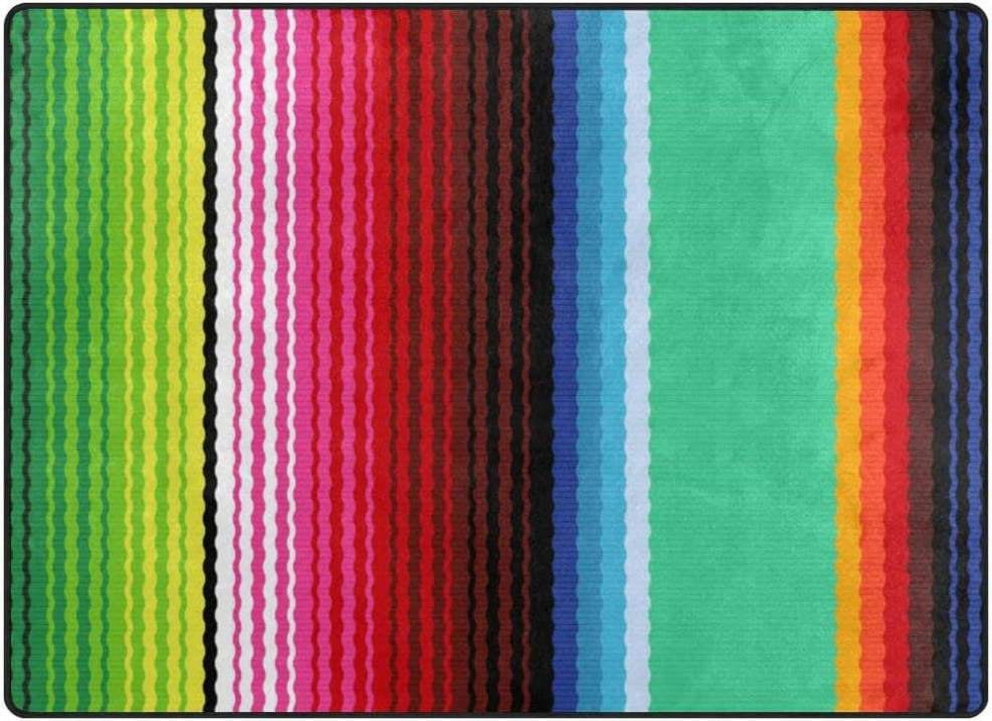 Dreamtimes Mexican Serape Stripes Area Rug, 4'x5' Pet & Child Friendly ...