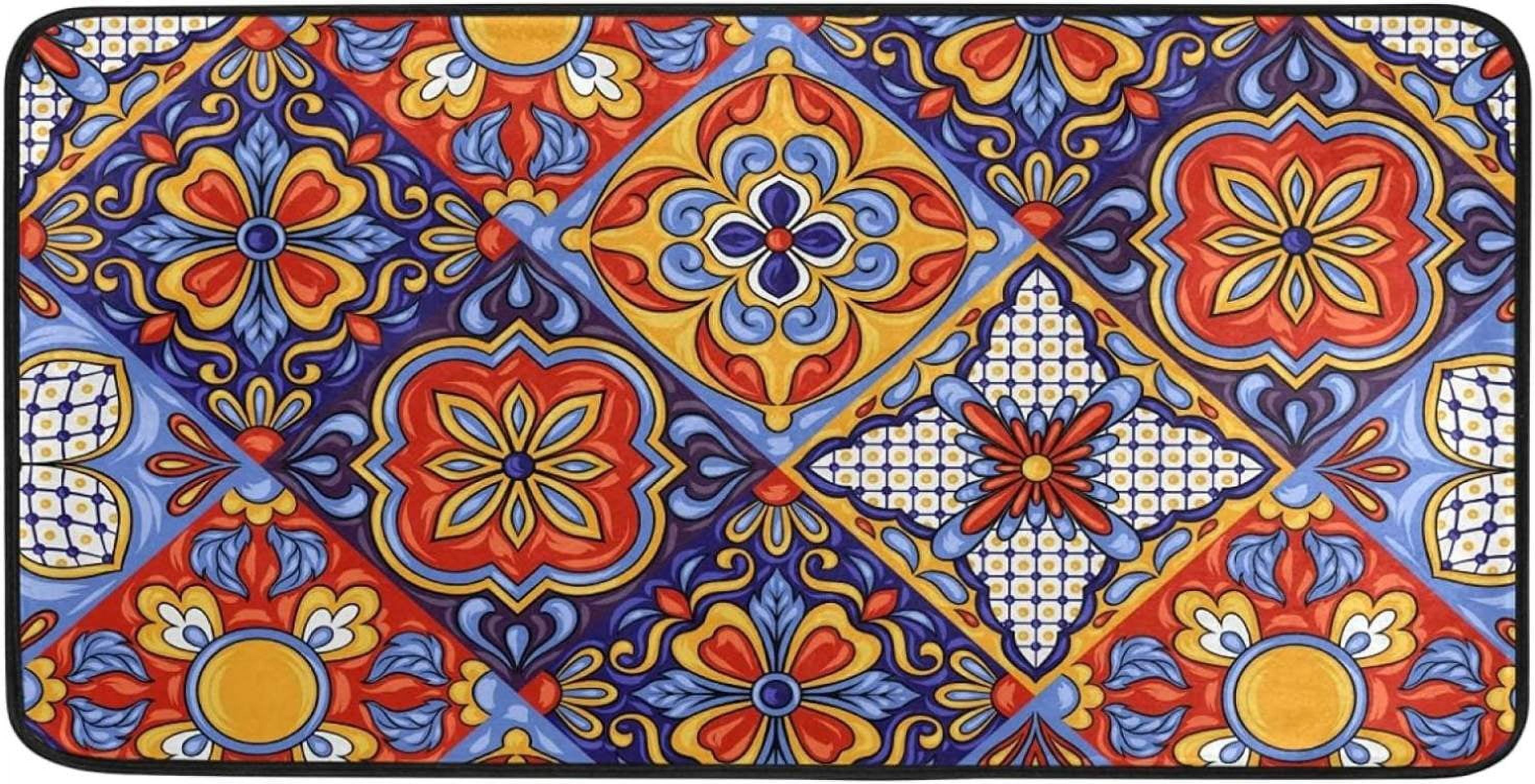 Dreamtimes Mexican Talavera Ceramic Tile Pattern Kitchen Rugs 39"X20 ...