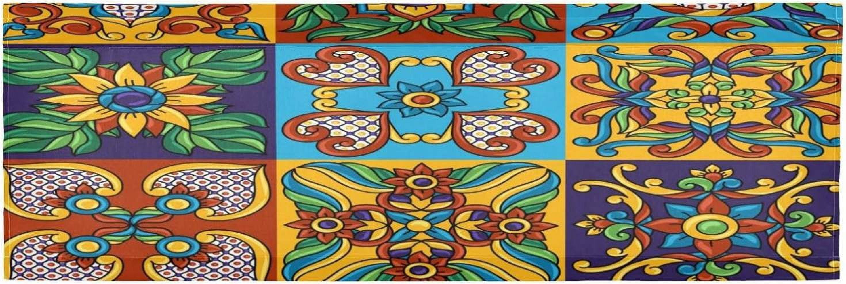 Dreamtimes Mexican Talavera Ceramic Tile Pattern Valance Curtains for ...