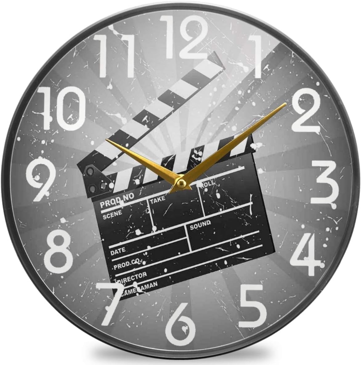 Dreamtimes Movie Theater Clapper Board On Retro Round Wall Clock, 12 ...