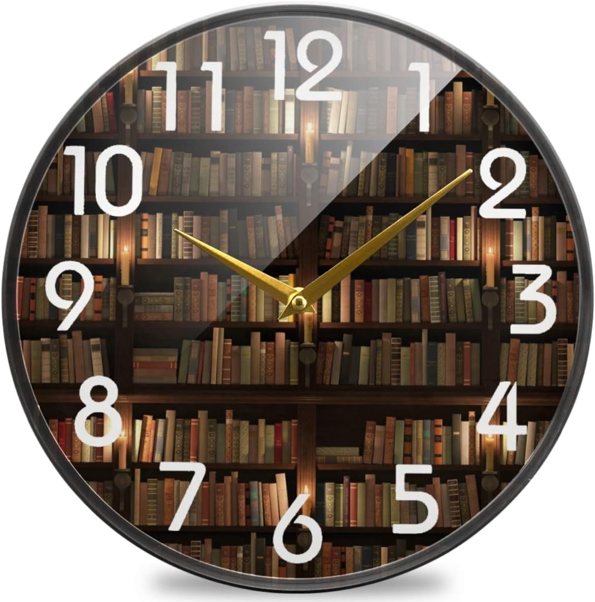 Dreamtimes Mysterious Bookshelf Library with Books Round Wall Clock, 12 ...
