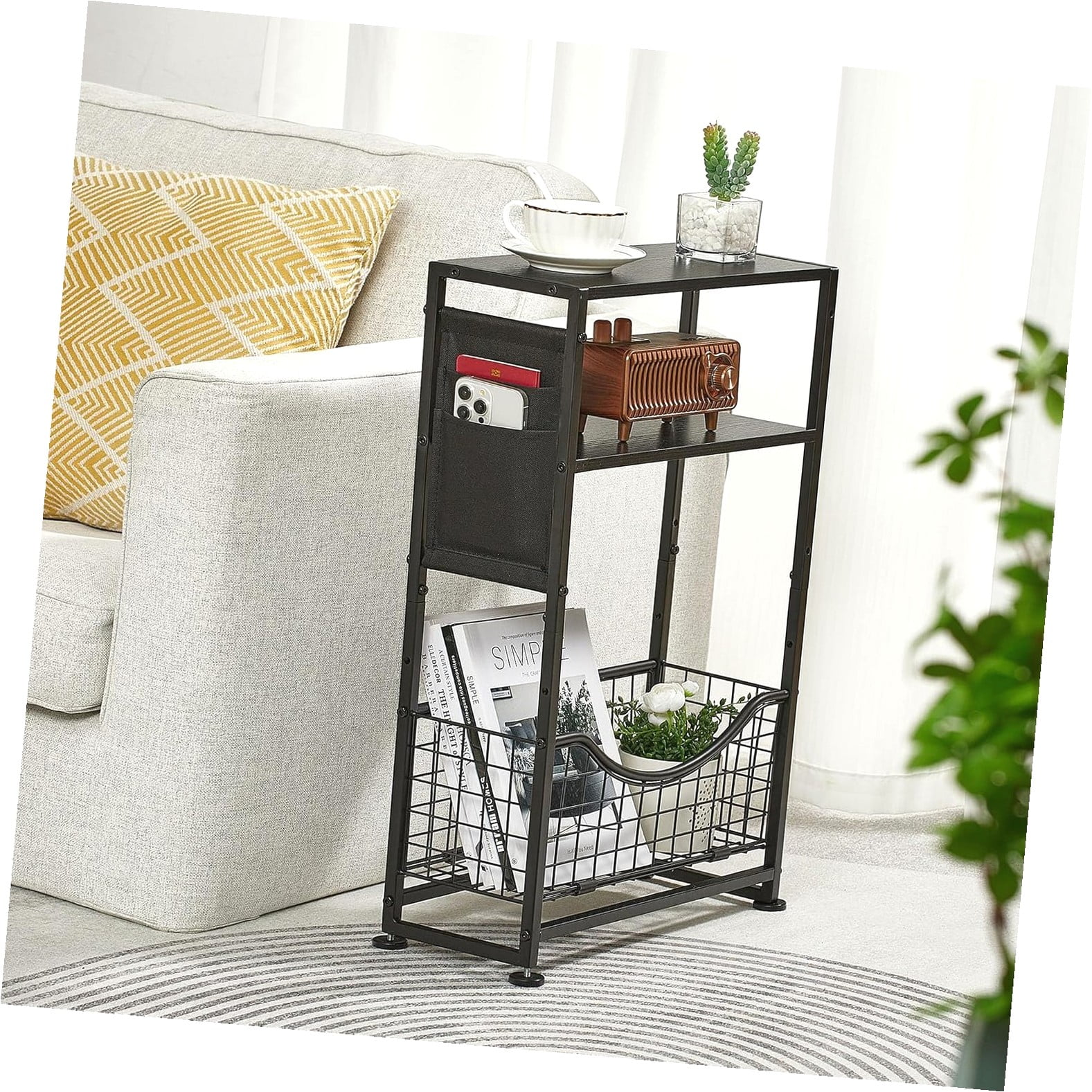 Dreamtimes Narrow Side Table, Slim Small End Tables with Magazine ...