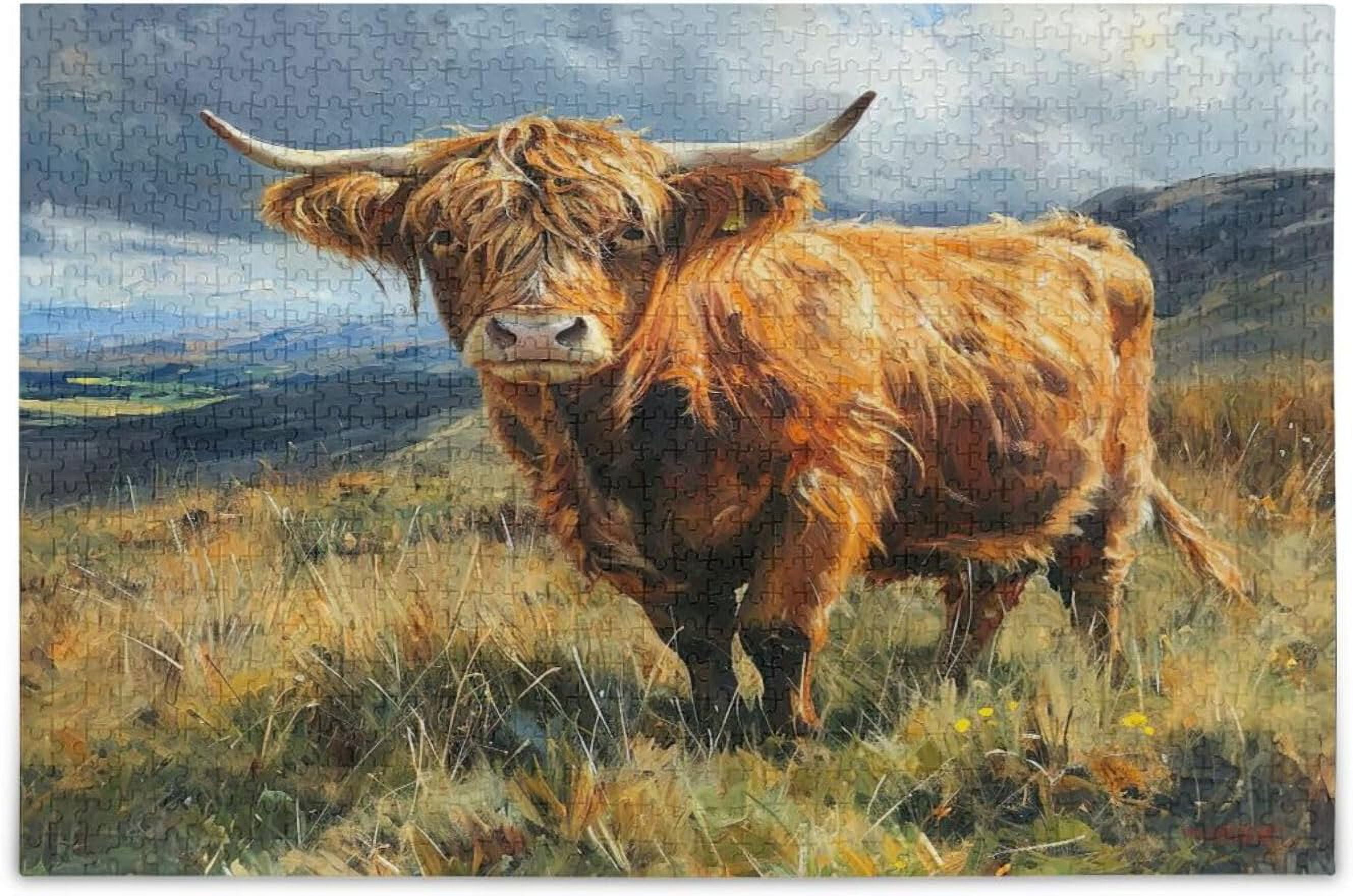 Dreamtimes Oil Highland Cattle Puzzle 500 Pieces - Wooden Jigsaw ...